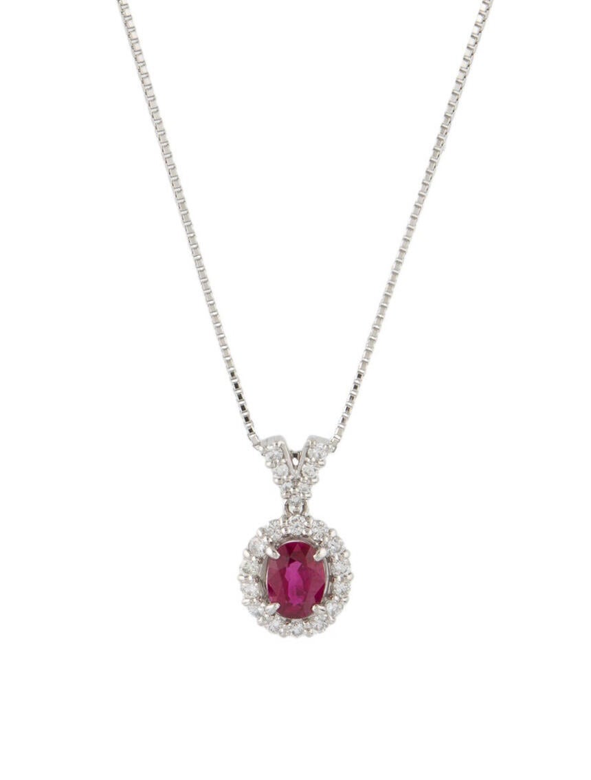 Necklace Platinum Burmese Ruby & Diamond Pendant Necklace - 900 ...