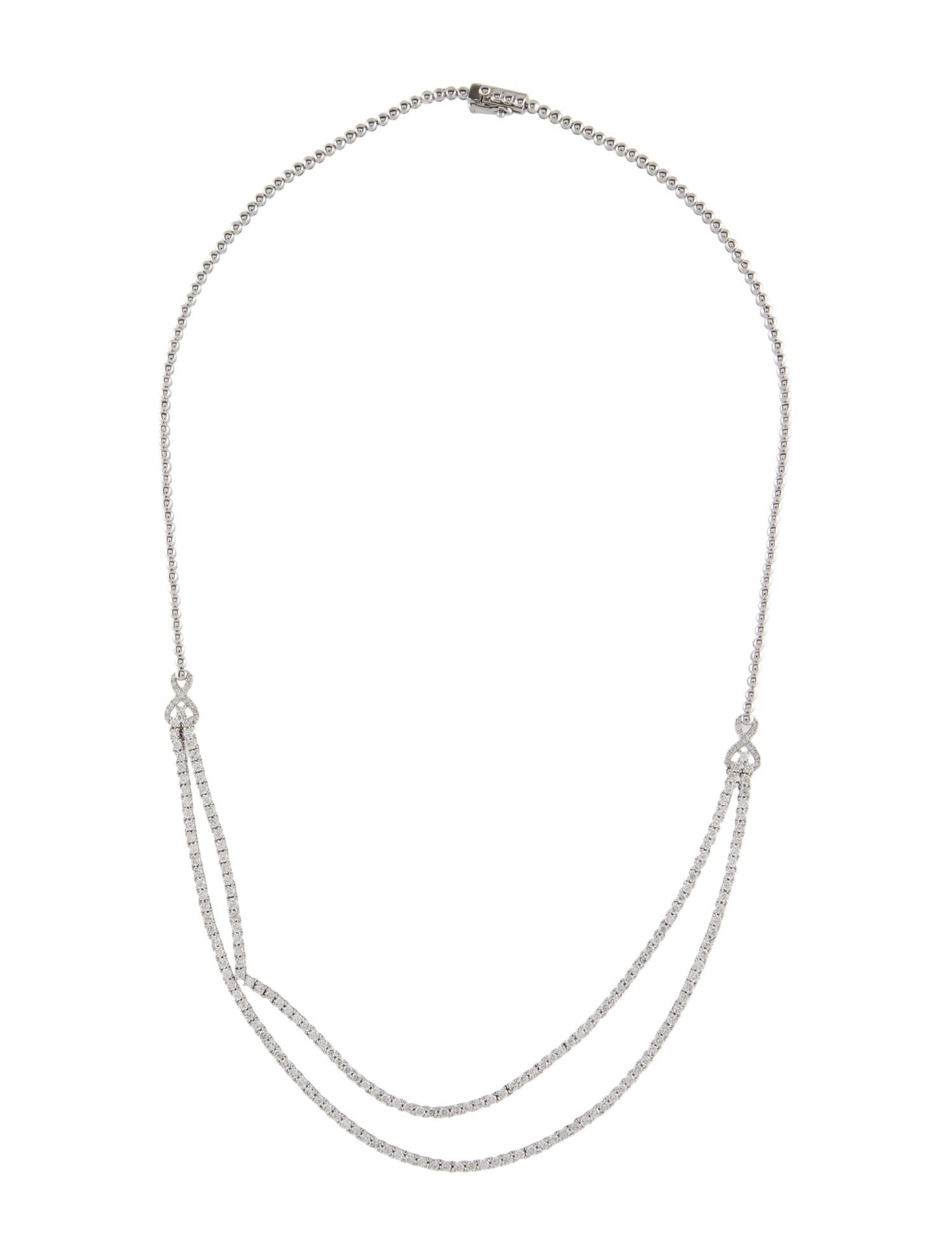 Necklace 14K 3.50ctw Diamond Double Strand Necklace - Rhodium-Plated ...