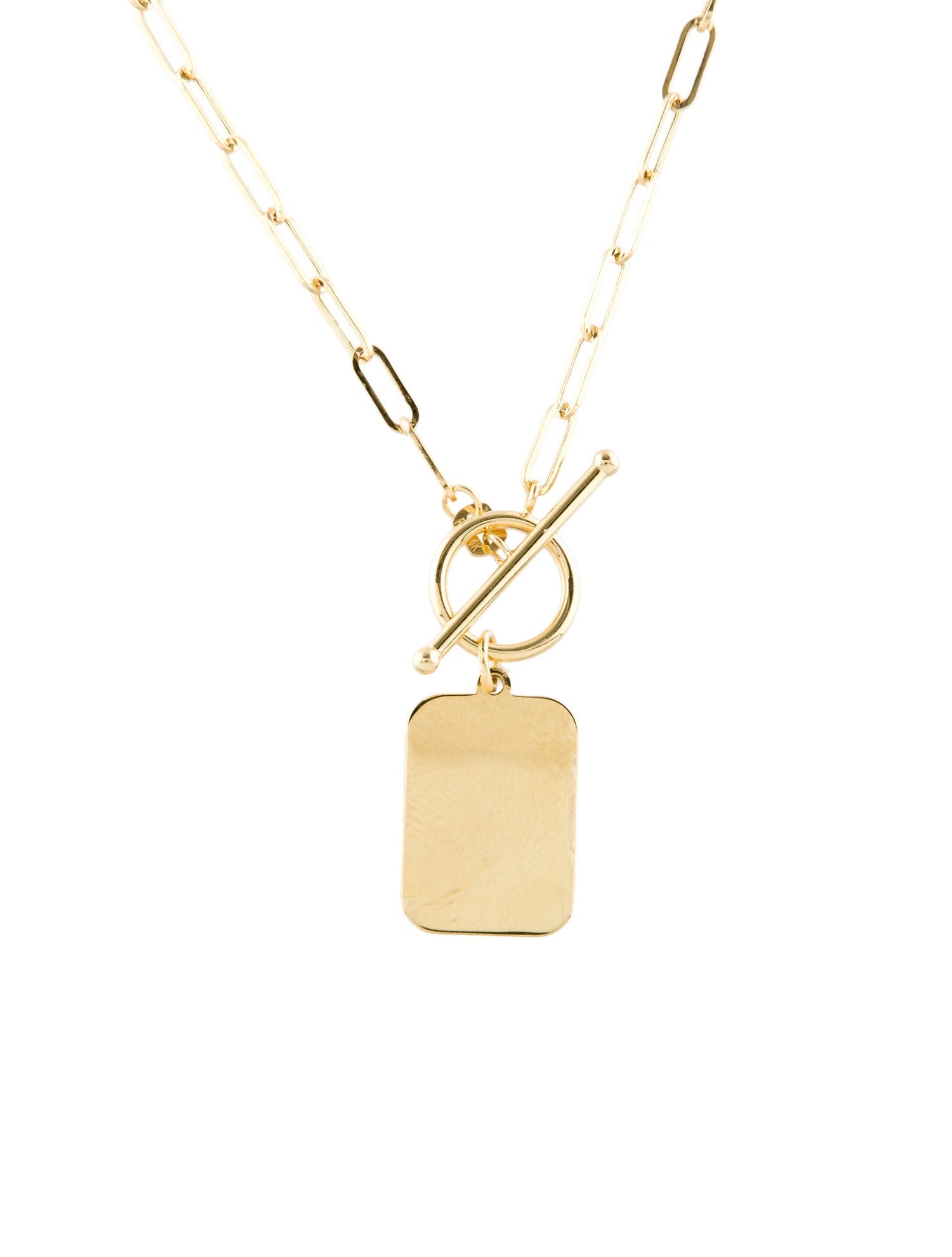 Necklace 14K Paperclip Tag Toggle Clasp - 14K Yellow Gold Pendant ...