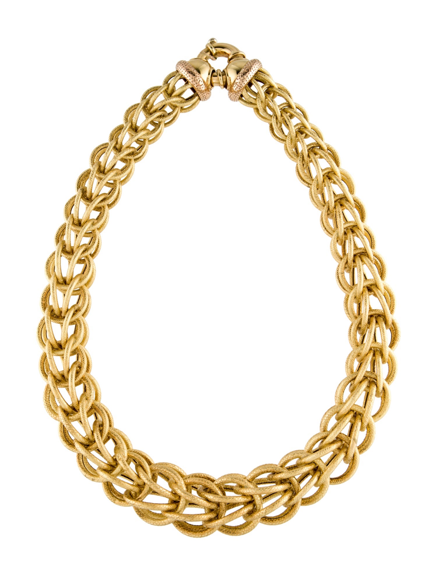 Necklace 18K Textured Link Collar Necklace - 18K Yellow Gold Collar ...