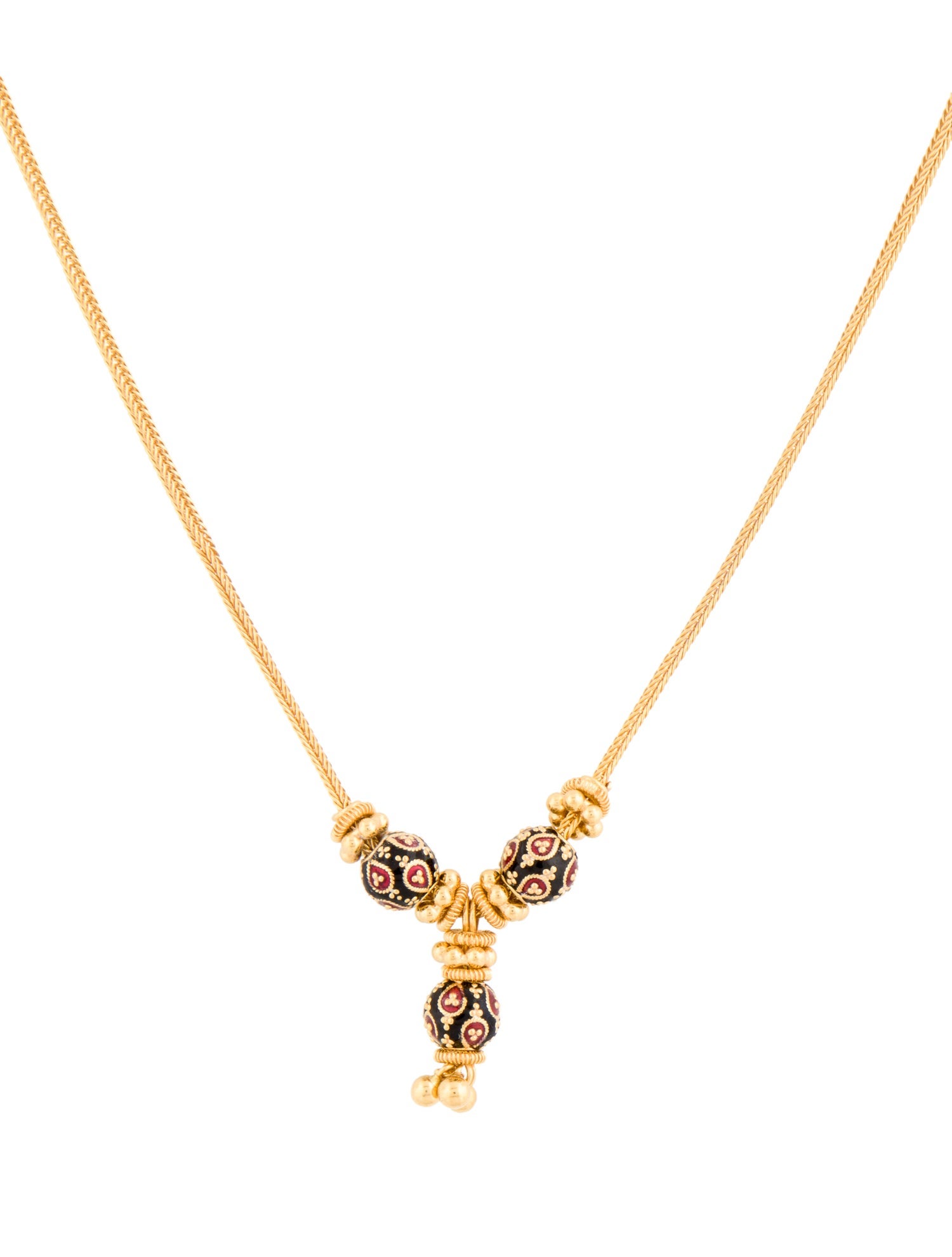 Necklace 22K Beaded Pendant Necklace - 22K Yellow Gold Pendant Necklace ...