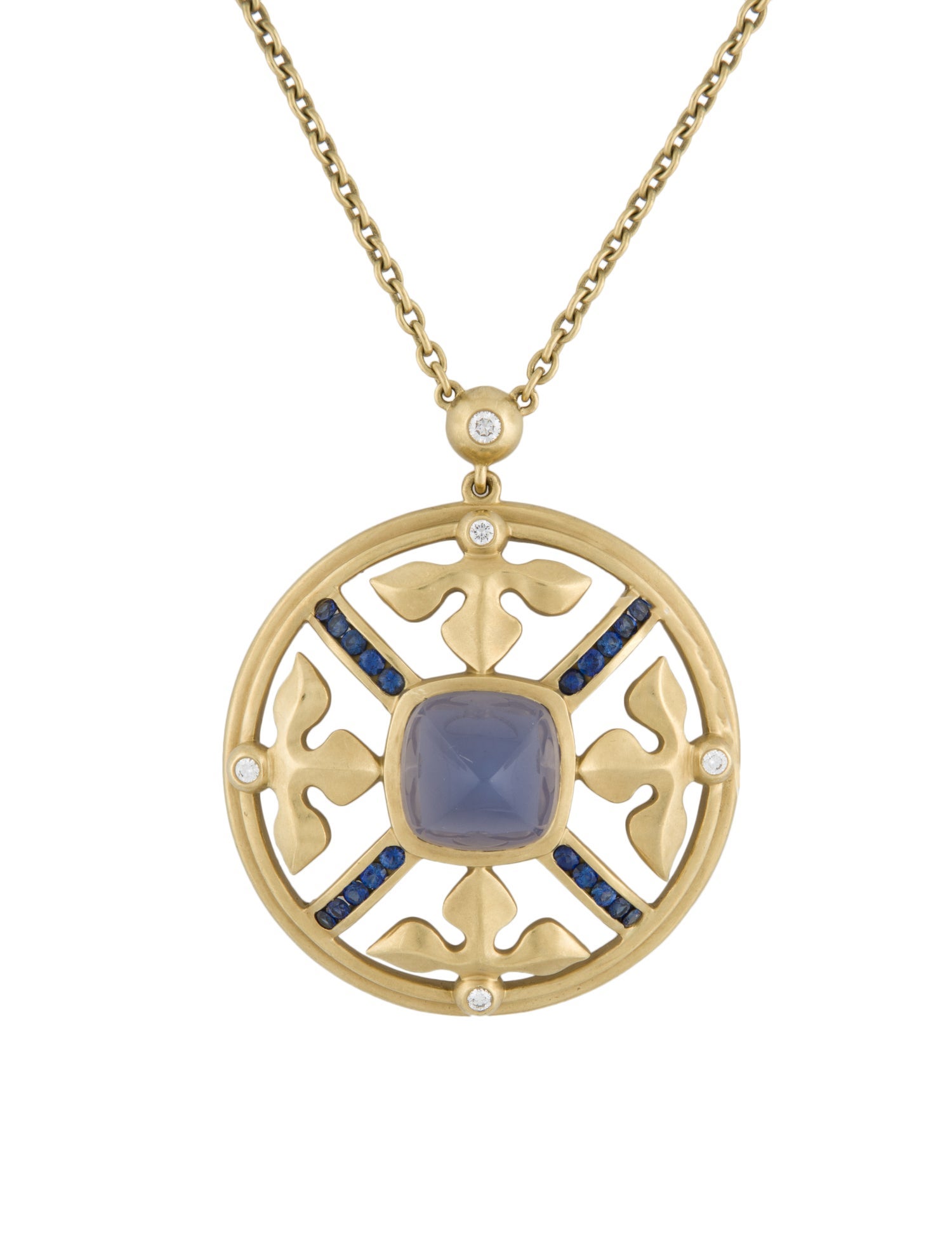 Necklace Elizabeth Rand 18K Chalcedony, Sapphire & Diamond Necklace ...