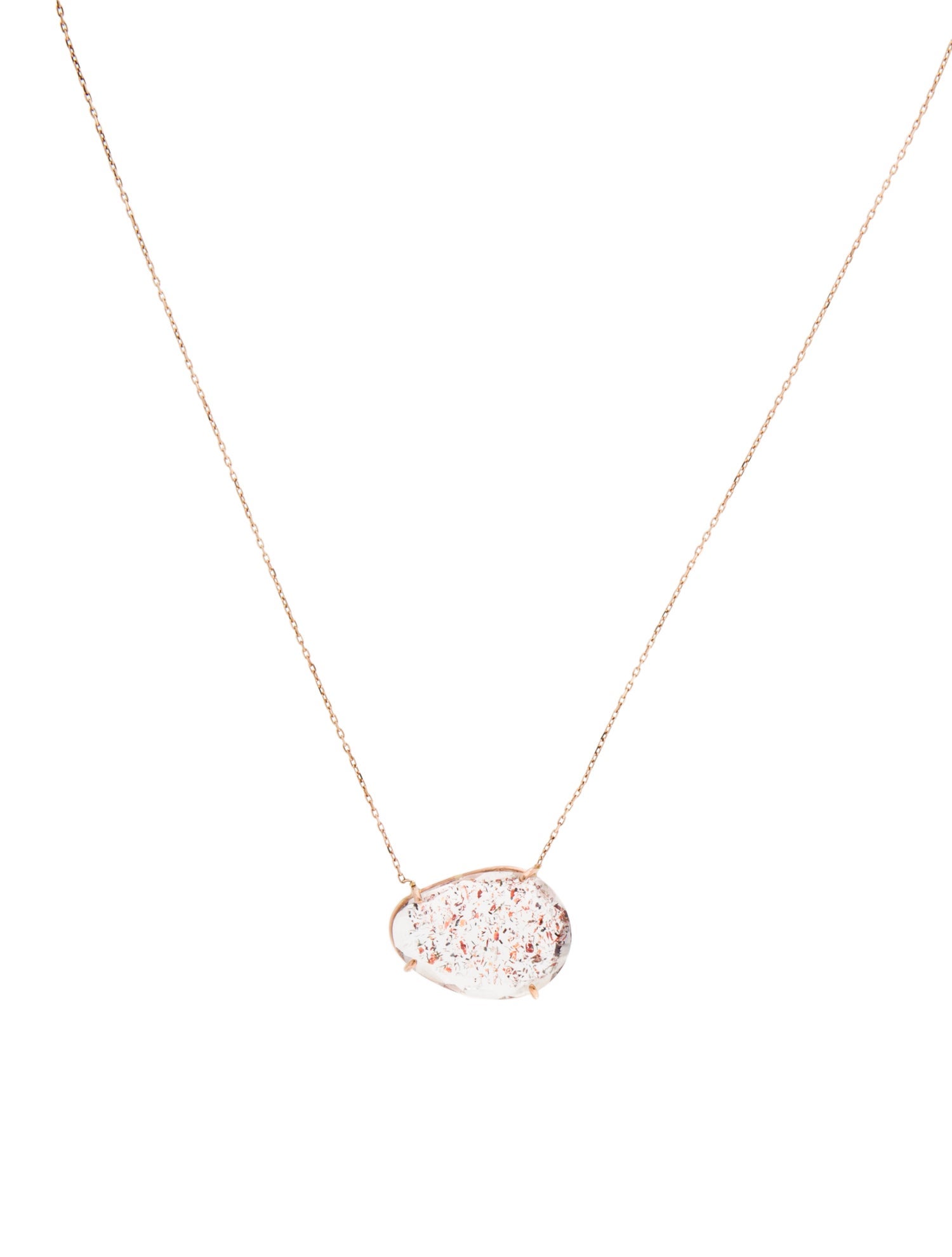 Necklace 14K Sagenitic Quartz Pendant Necklace - 14K Rose Gold Pendant ...