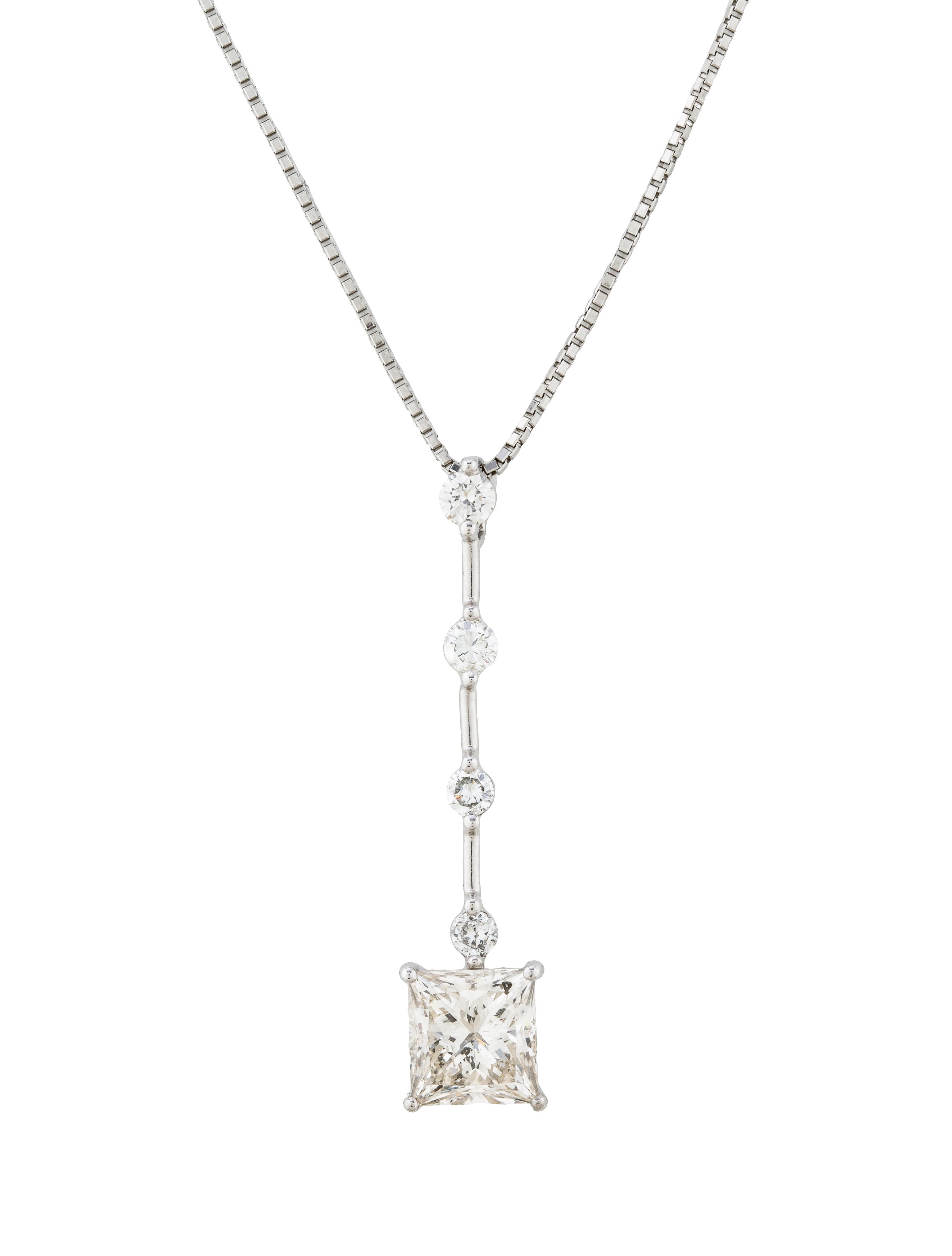 Necklace Diamond Graduated Drop Pendant Necklace - Platinum Pendant ...
