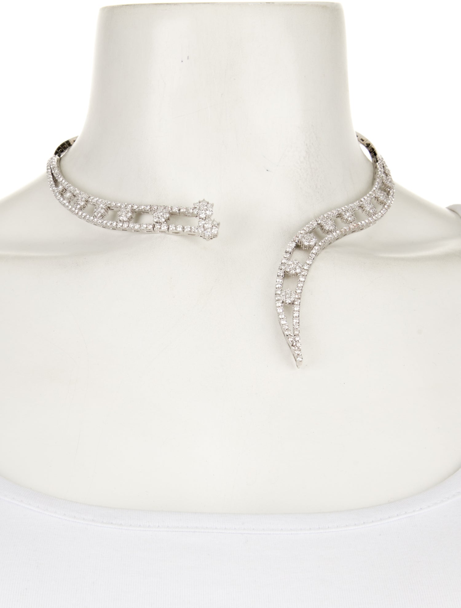 Necklace 18K 11.67ctw Diamond Collar Necklace - Rhodium-Plated 18K ...