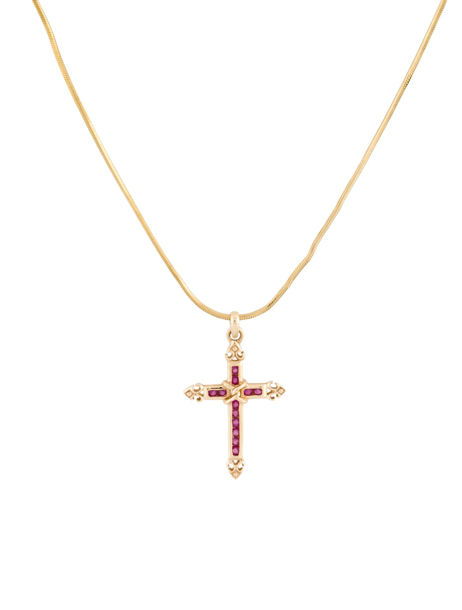 Necklace 14K Ruby Cross Pendant Necklace - 14K Yellow Gold Pendant Necklace, Necklaces ...