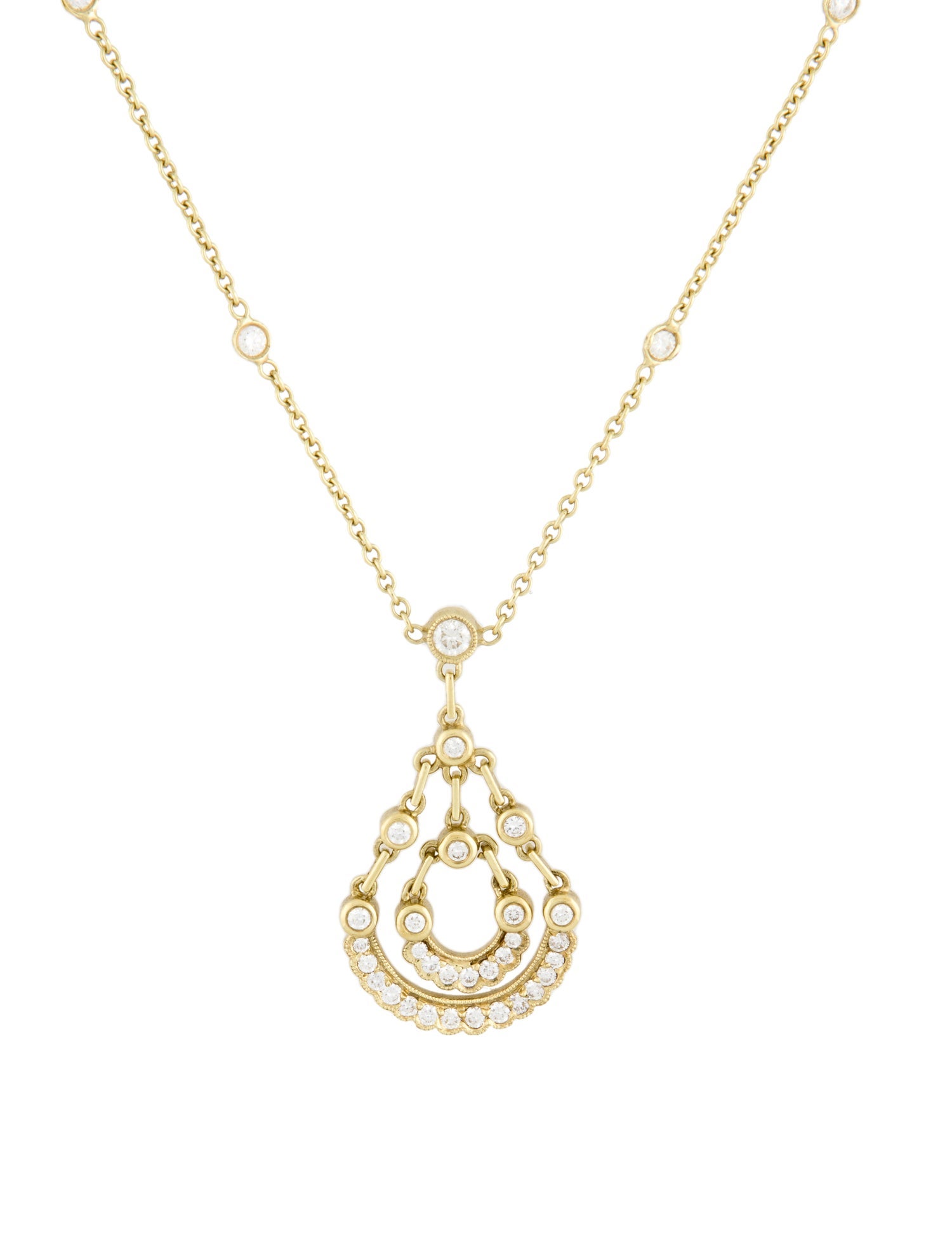 Necklace Leslie Greene 18K Diamond Pendant Necklace - 18K Yellow Gold Pendant Necklace ...