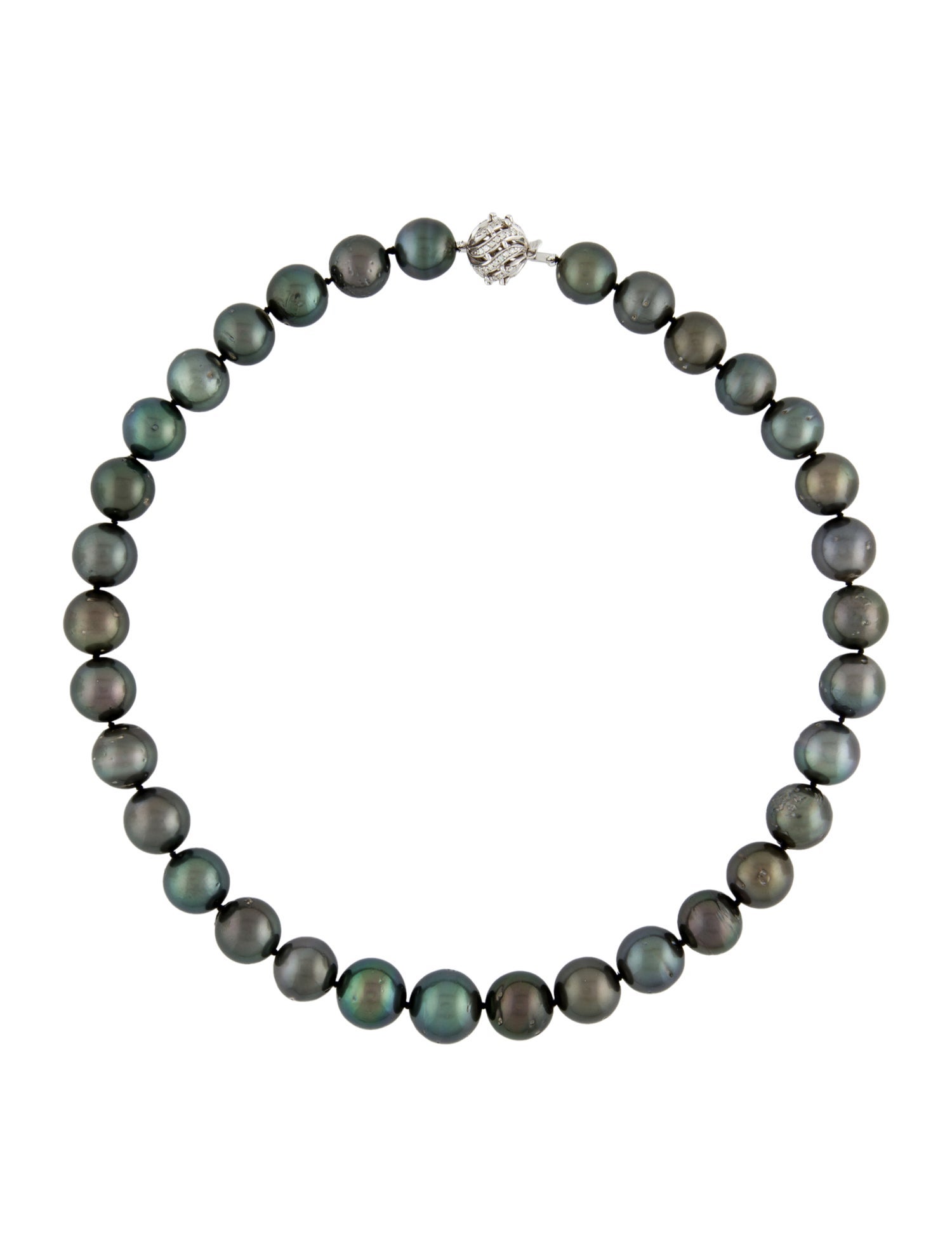 Necklace 14K Pearl & Diamond Strand Necklace - Rhodium-Plated 14K White ...