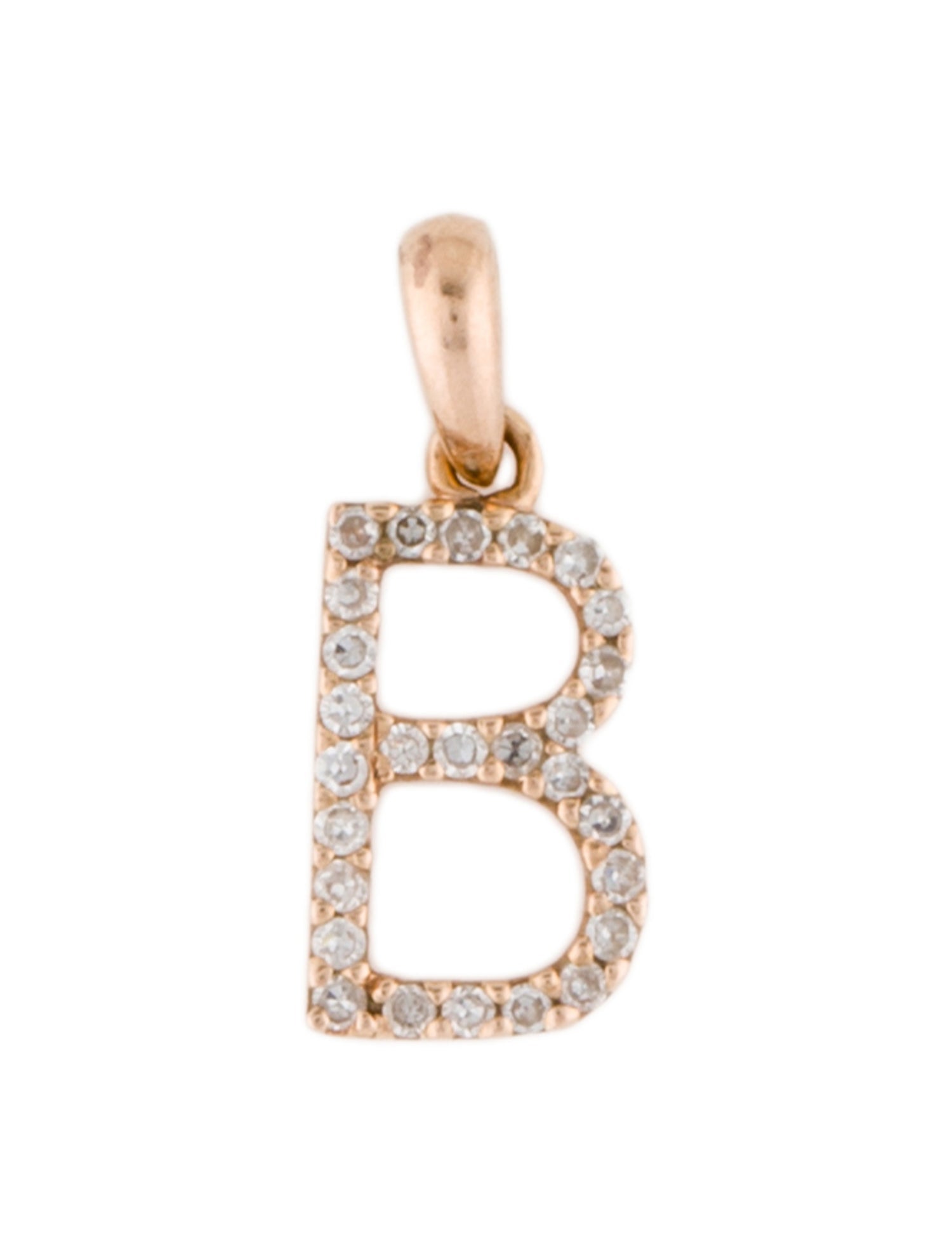 Necklace Sabrina Designs 14K Diamond Letter 'B' Pendant - 14K Rose Gold ...