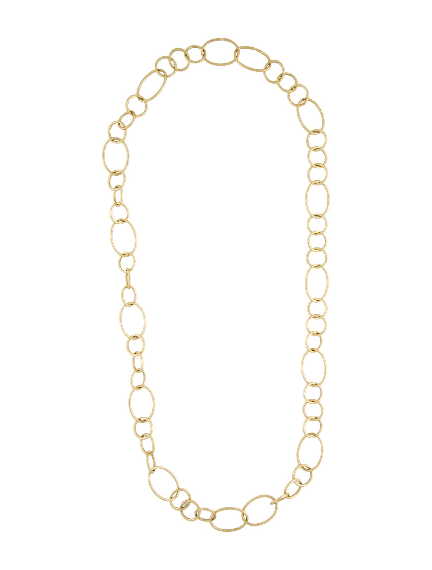 Necklace 18K Textured Oval Link Chain Necklace - 18K Yellow Gold Chain ...