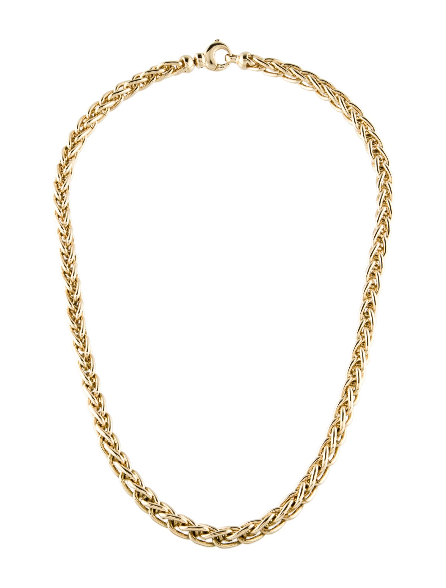 Necklace 18K Wheat Chain Necklace - 18K Yellow Gold Chain, Necklaces ...