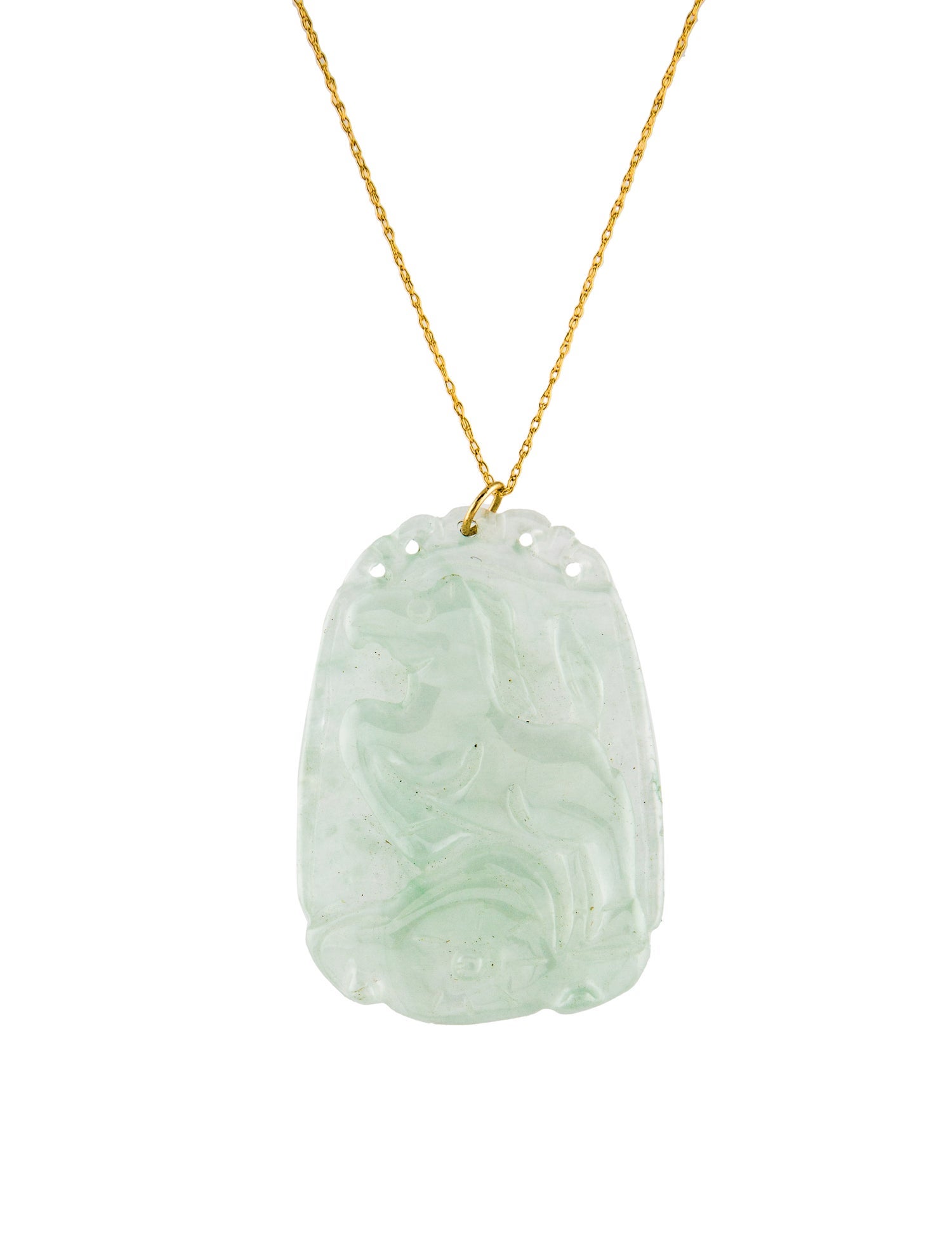 Pendant 18K Jadeite Pendant - 18K Yellow Gold Pendant Necklace ...