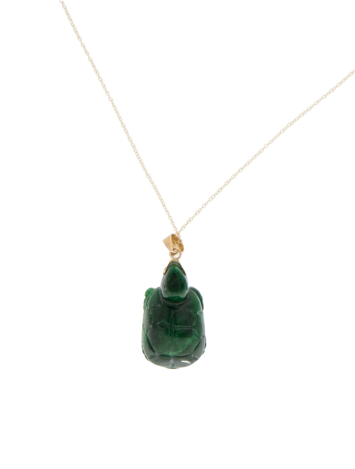 Necklace 14K Dyed Jadeite Turtle Pendant Necklace - 14K Yellow Gold ...