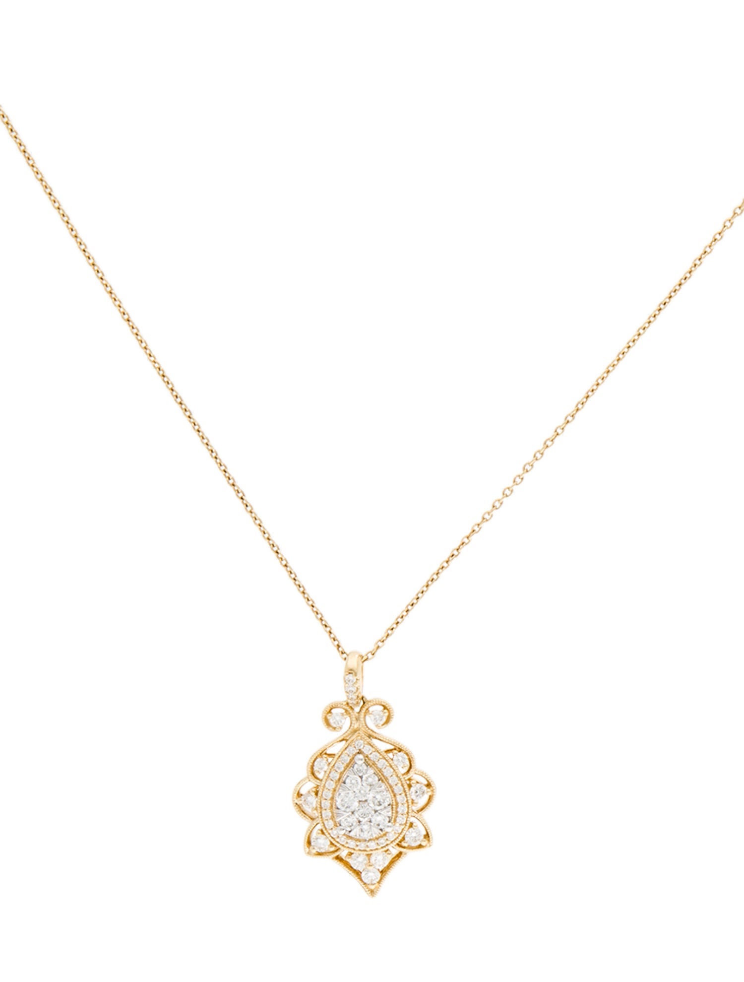 Necklace 14K Diamond Pendant Necklace - 14K Yellow Gold Pendant ...
