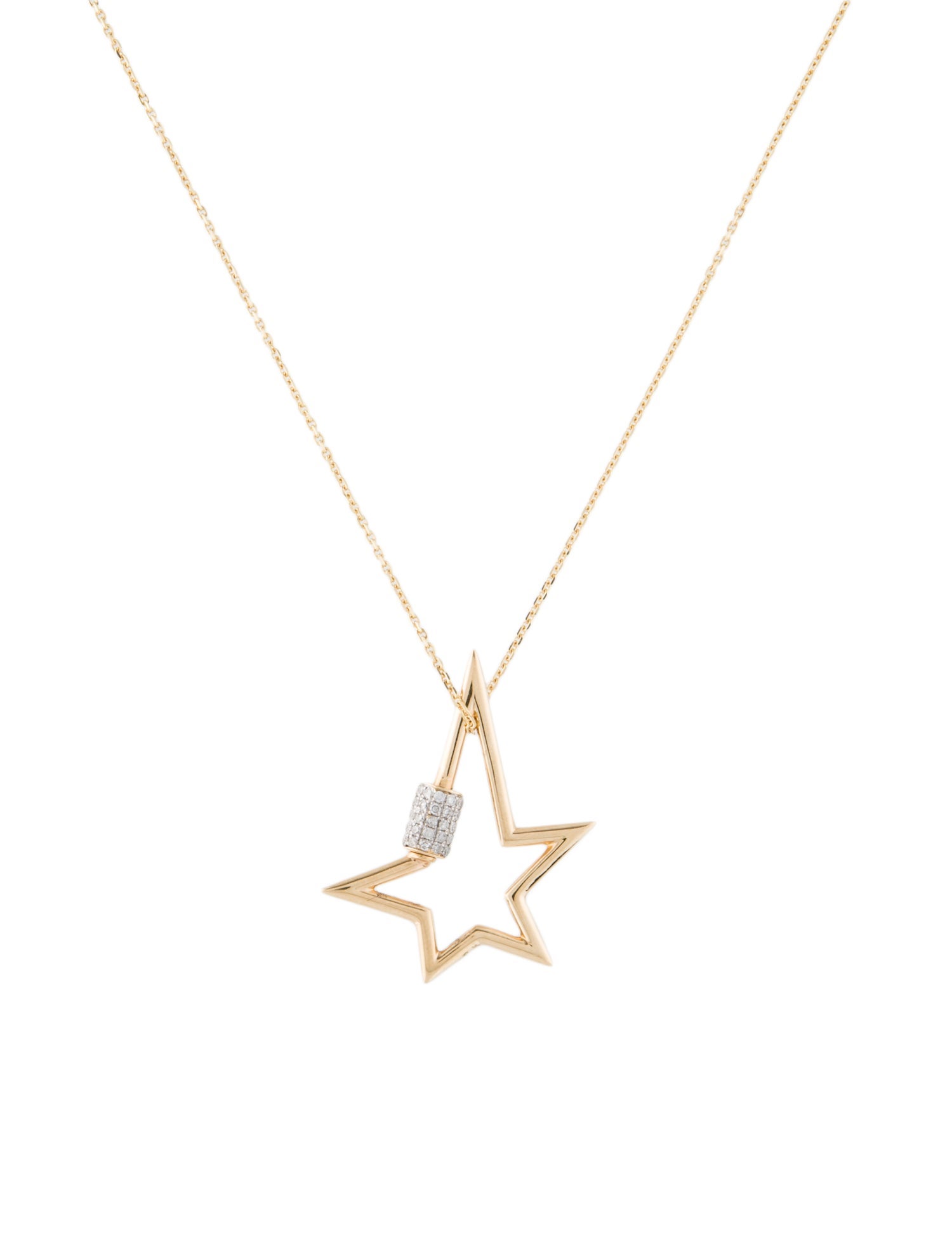 Necklace 14K Diamond Star Pendant Necklace - 14K Yellow Gold Pendant ...