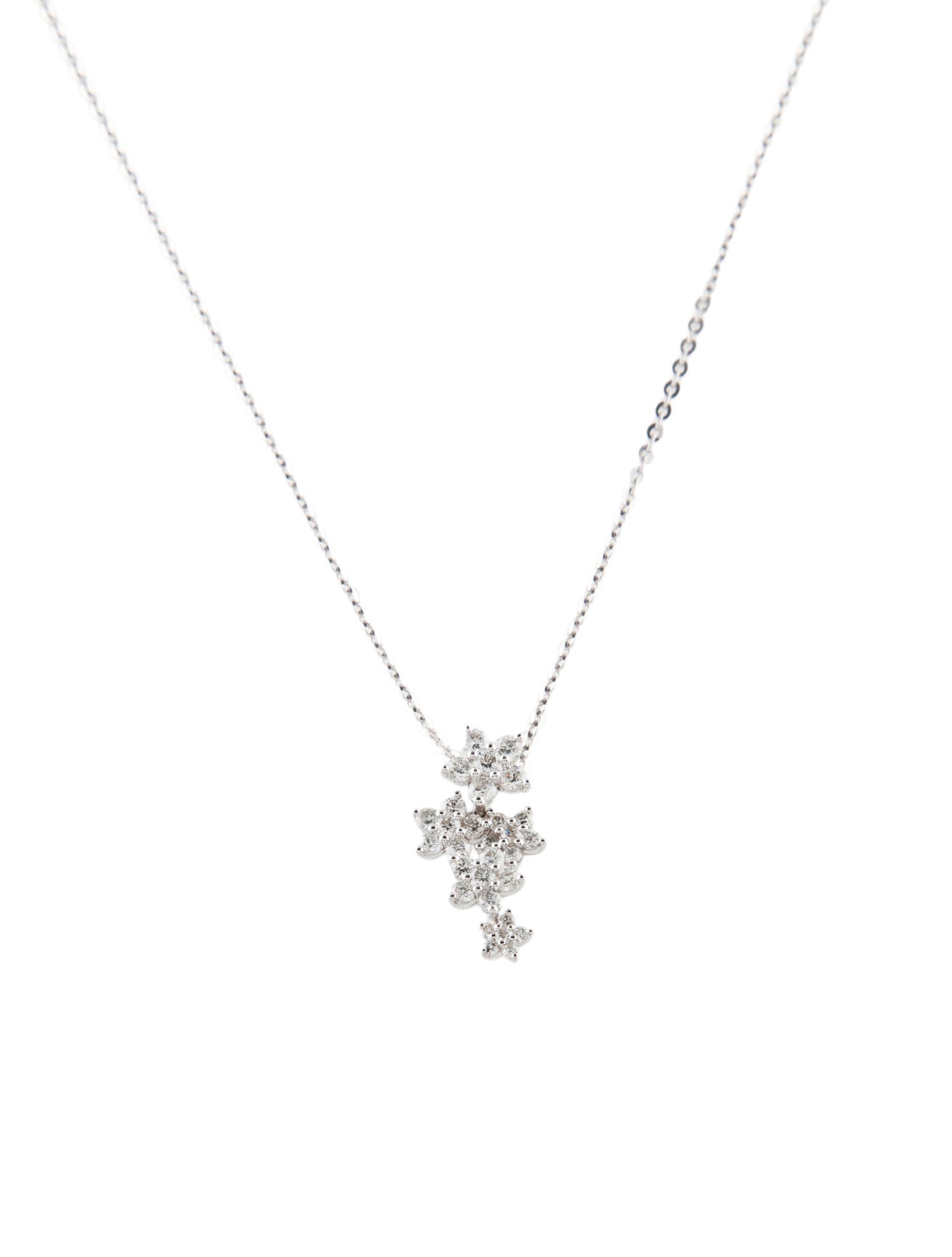 Necklace 14K Diamond Cluster Pendant Necklace - Rhodium-Plated 14K ...