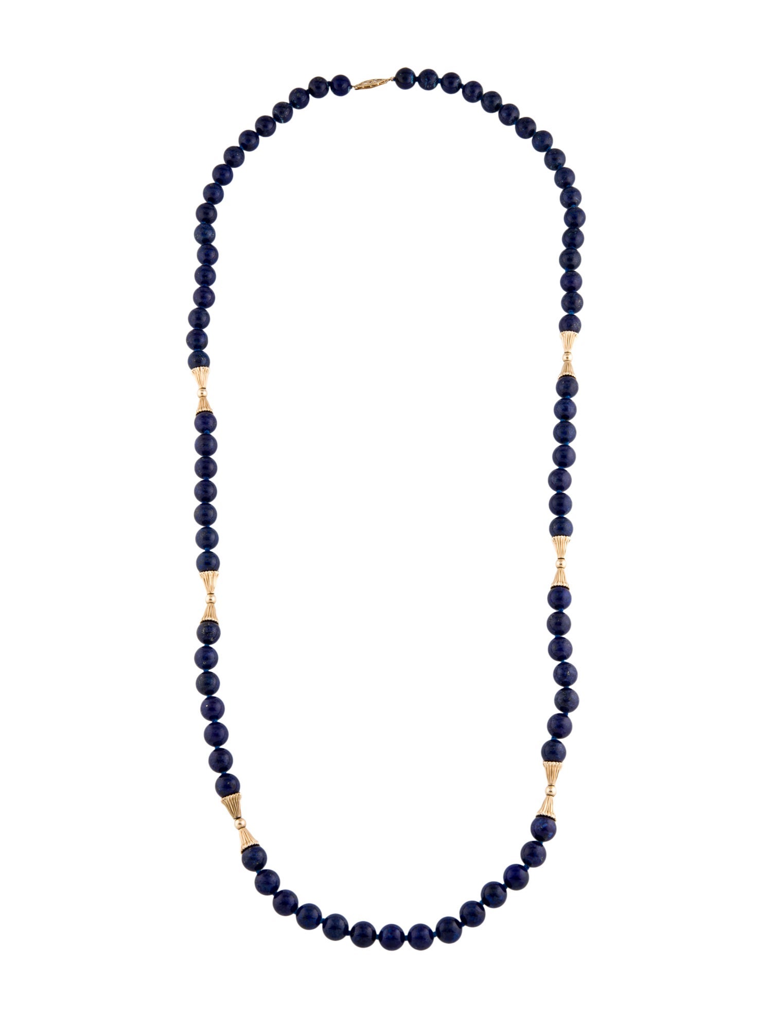 Necklace 14K Lapis Lazuli Bead Necklace - 14K Yellow Gold Bead Strand ...