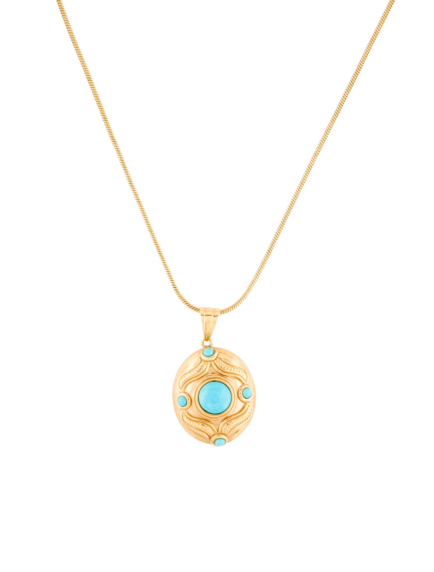 Necklace 14K Turquoise Pendant Necklace - 14K Yellow Gold Pendant ...