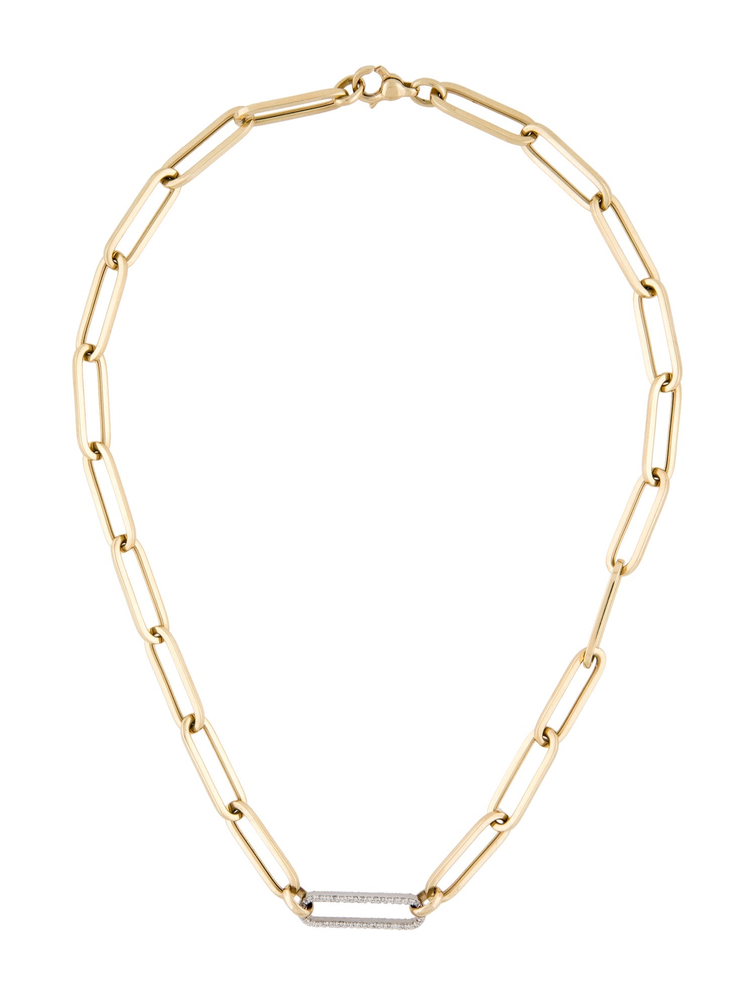 Necklace 14K Diamond Paperclip Chain Necklace - 14K Yellow Gold Chain ...