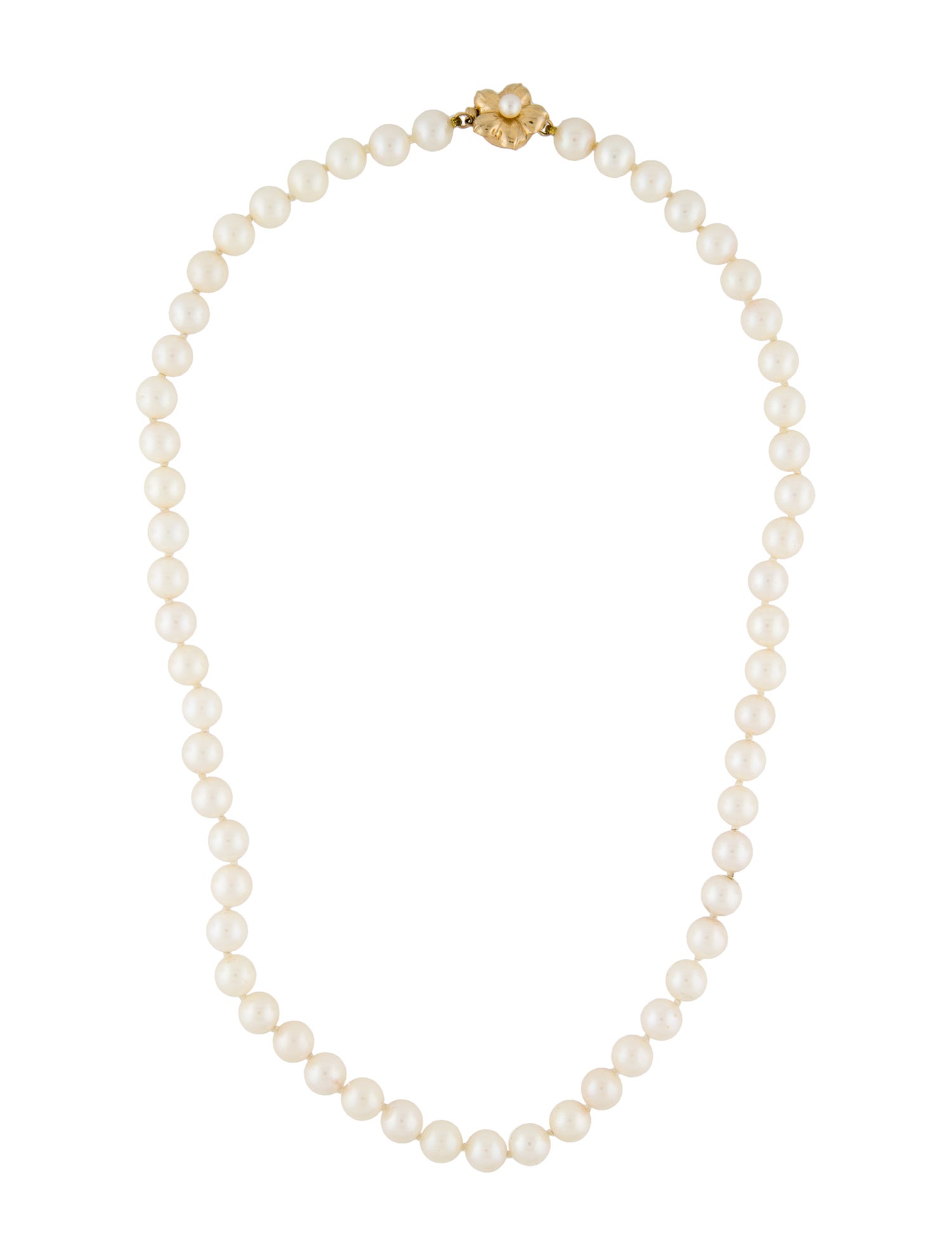 Necklace 14K Pearl Strand Necklace - 14K Yellow Gold Bead Strand ...