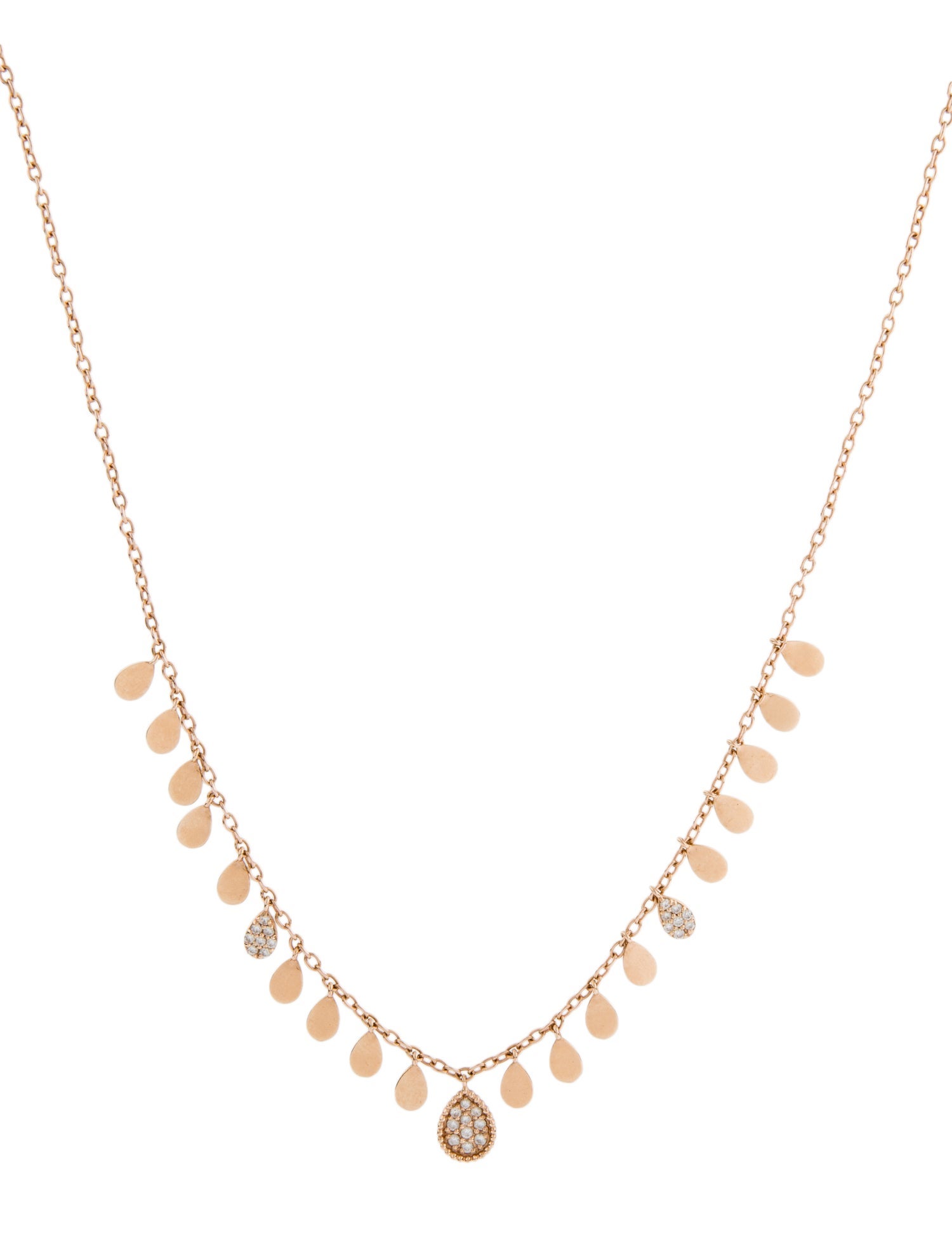 Necklace 14K Diamond Teardrop Chain Necklace - 14K Rose Gold Chain ...