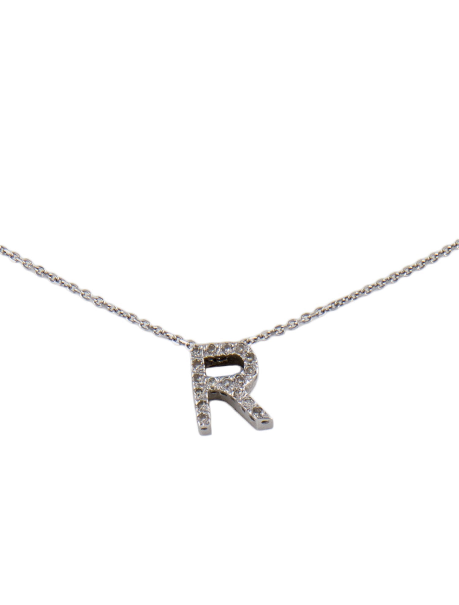 Michael M 14K Diamond Initial 'W' Pendant Necklace - Rhodium-Plated 14K ...