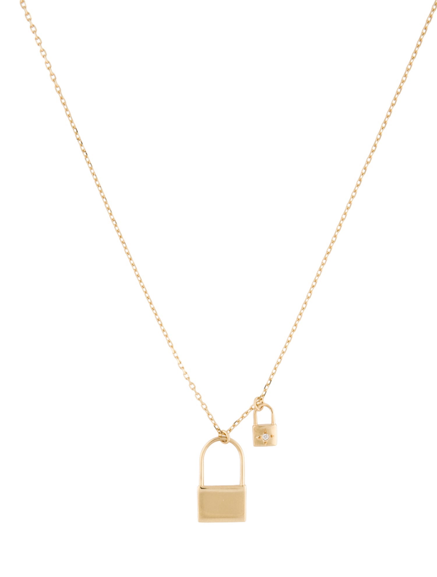 Necklace 14k Diamond Lock Pendant Necklace - 14K Yellow Gold Pendant ...