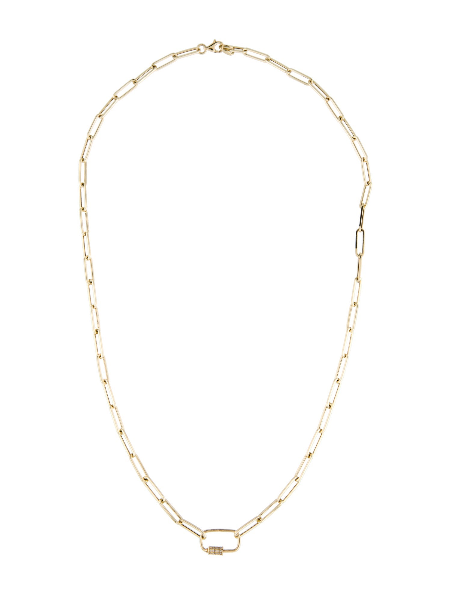 Necklace 14K Diamond Paperclip Lock Necklace - 14K Yellow Gold Chain ...
