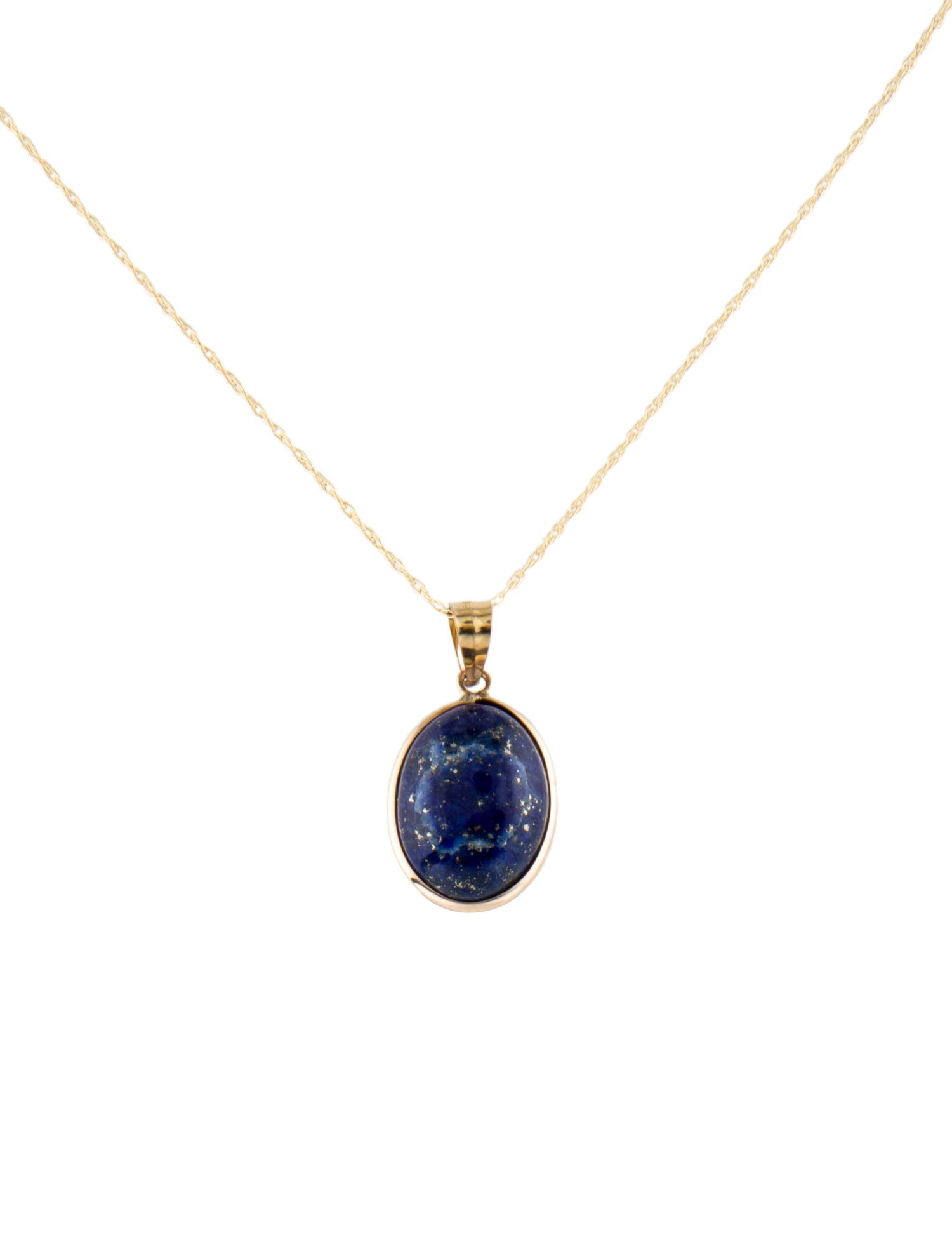 Necklace 14K 4.26ct Lapis Lazuli Pendant Necklace - 14K Yellow Gold Pendant Necklace, Necklaces ...
