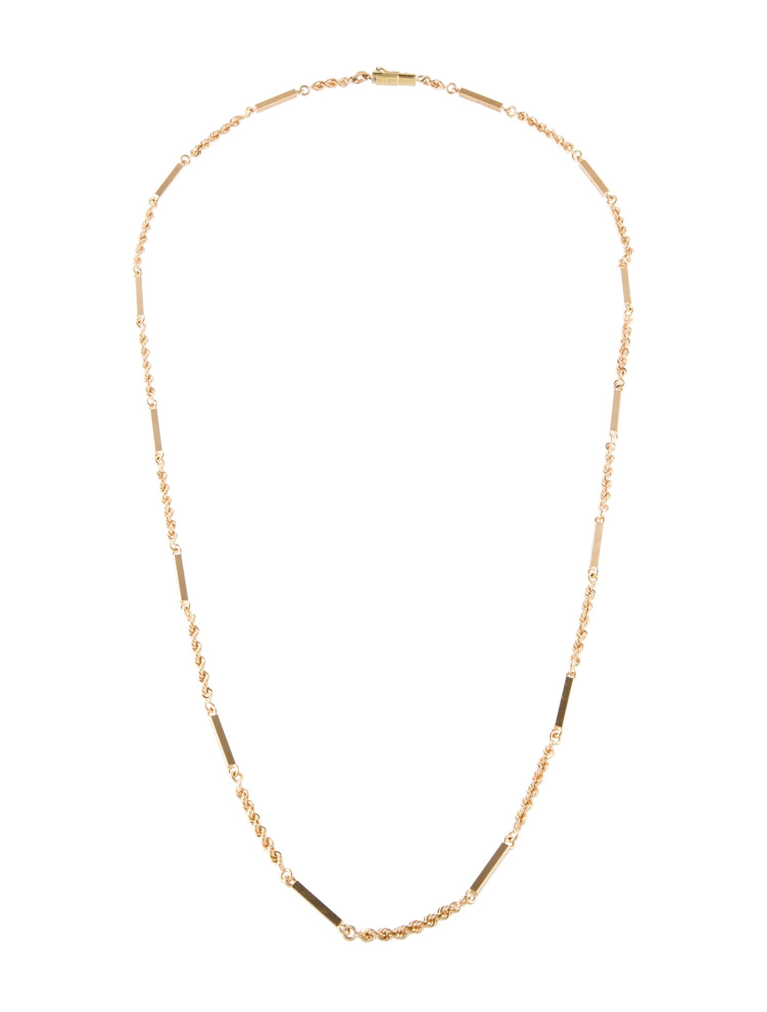 Necklace 14K Rope Chain Station Necklace - 14K Yellow Gold Chain ...