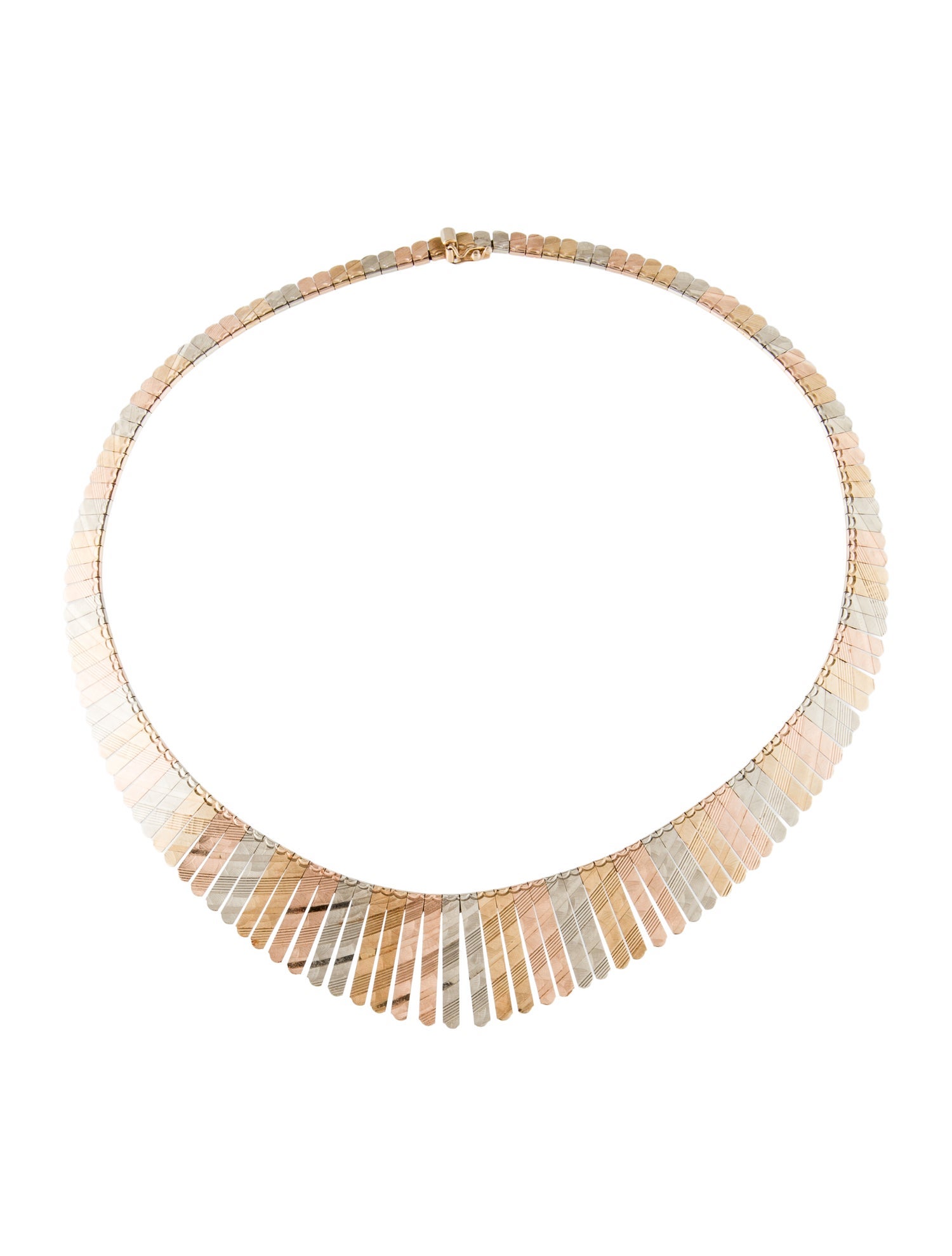 Necklace 14K Tri-Tone Petal Collar Necklace - 14K Yellow Gold Choker ...