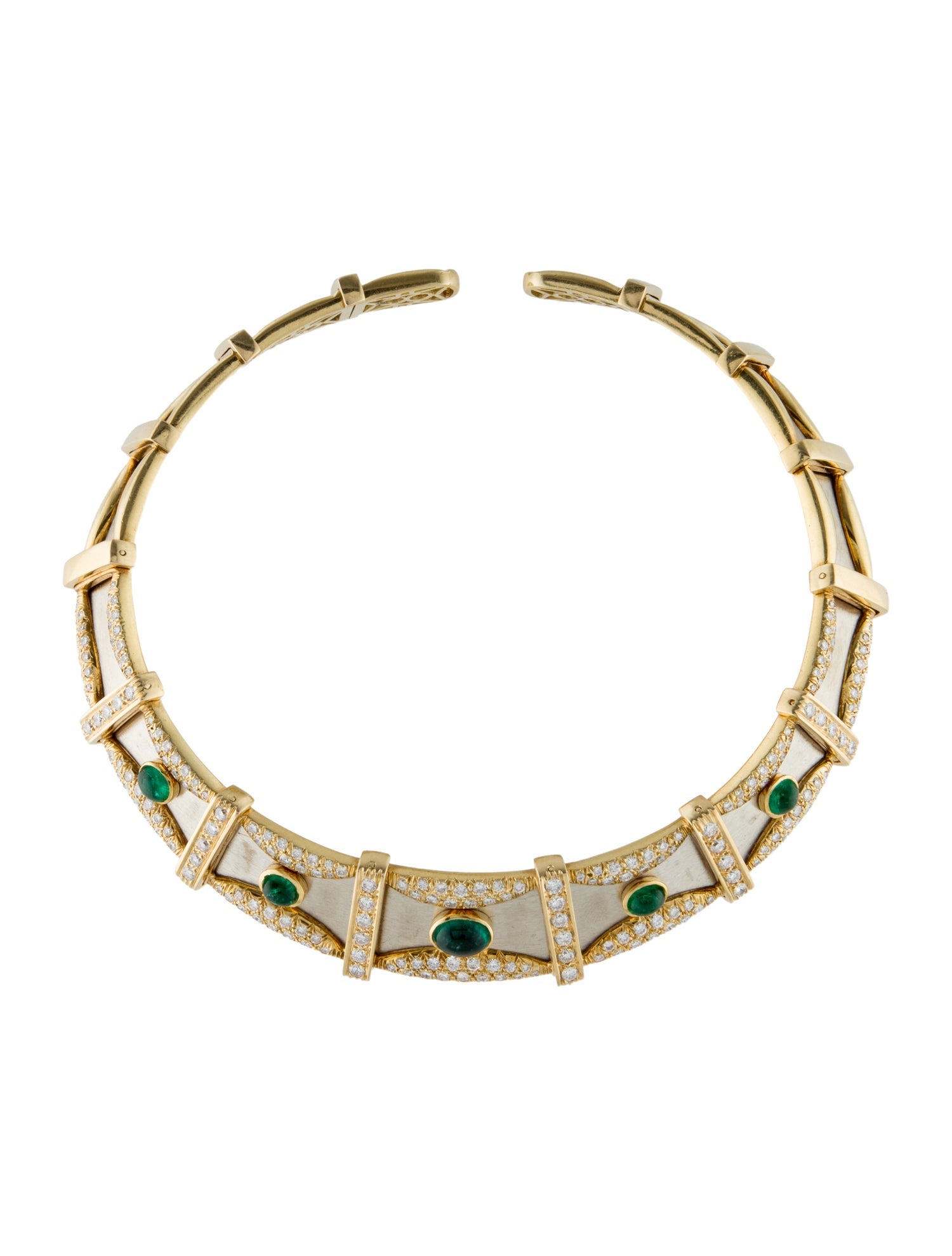 Necklace 18K Emerald & Diamond Choker Necklace - 18K Yellow Gold Choker ...