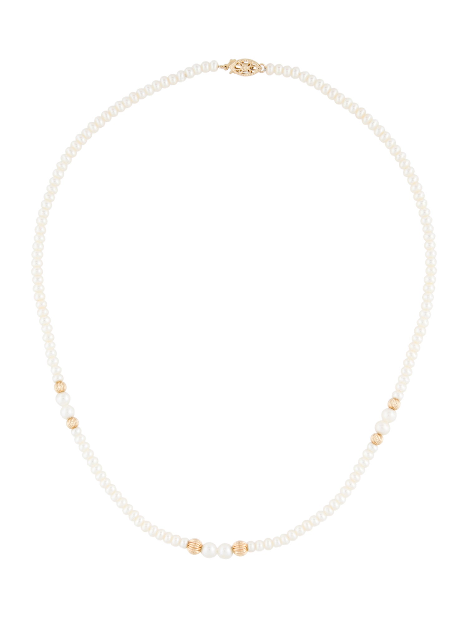 Necklace 14K Pearl Strand Necklace - 14K Yellow Gold Bead Strand ...