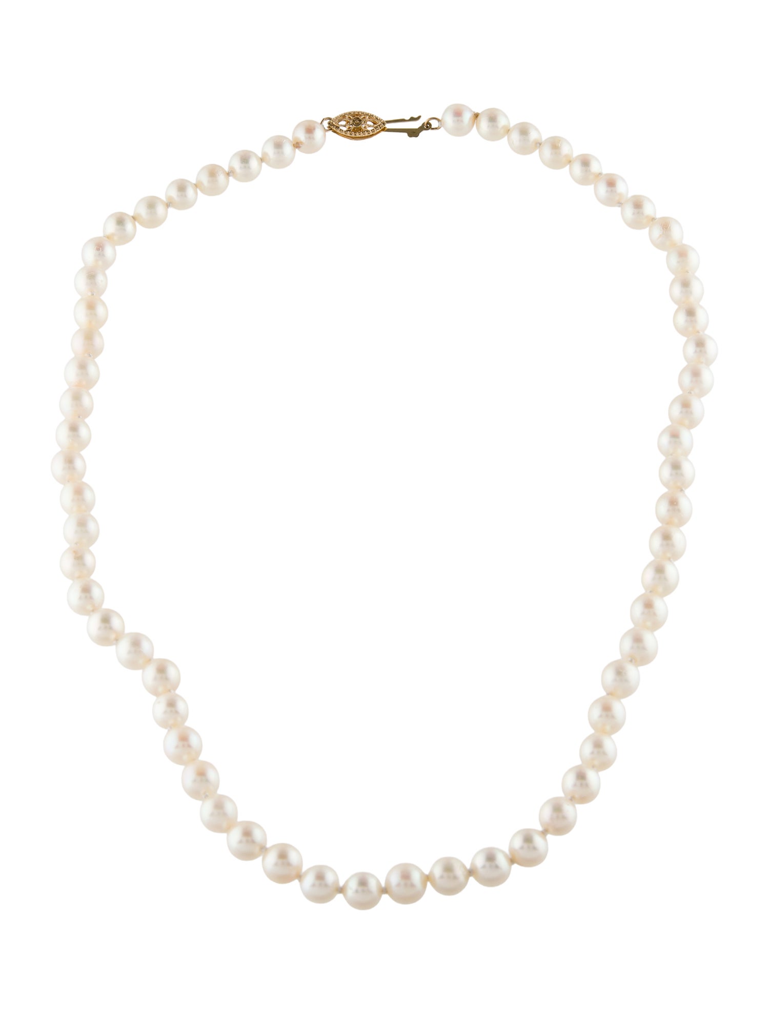 Necklace 18K Pearl Strand Necklace - 18K Yellow Gold Bead Strand ...