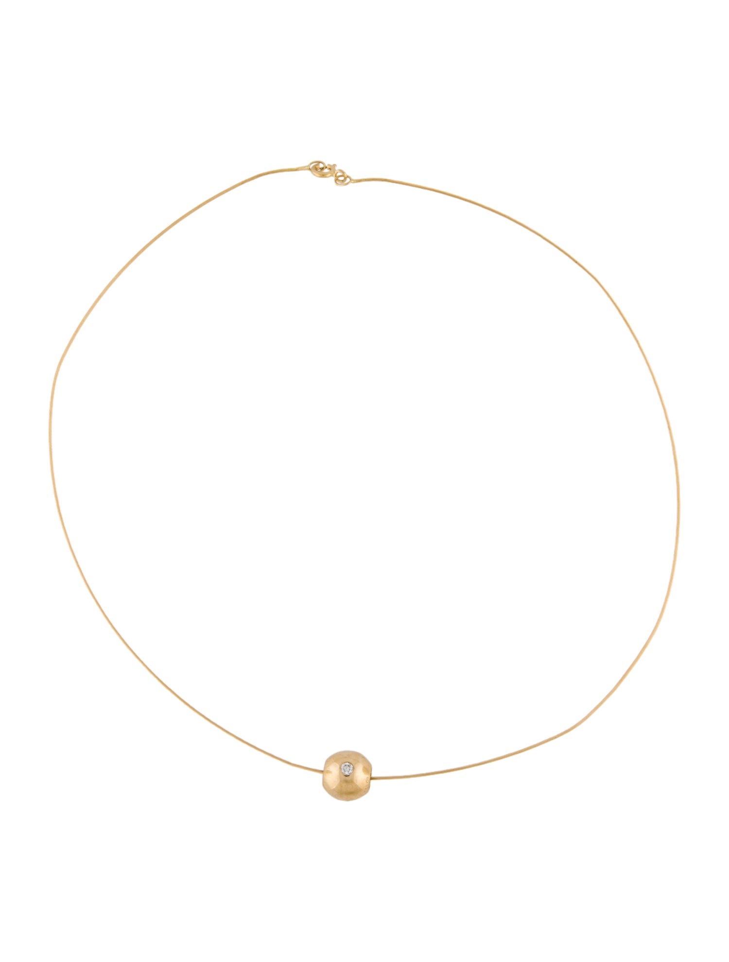 Necklace 18K Diamond Ball Slide Pendant Necklace - 18K Yellow Gold ...