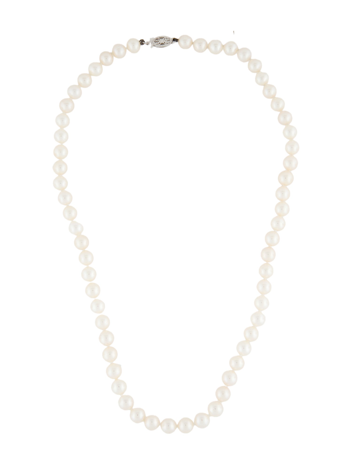 Necklace 14K Pearl Bead Strand Necklace - 14K White Gold Bead Strand ...