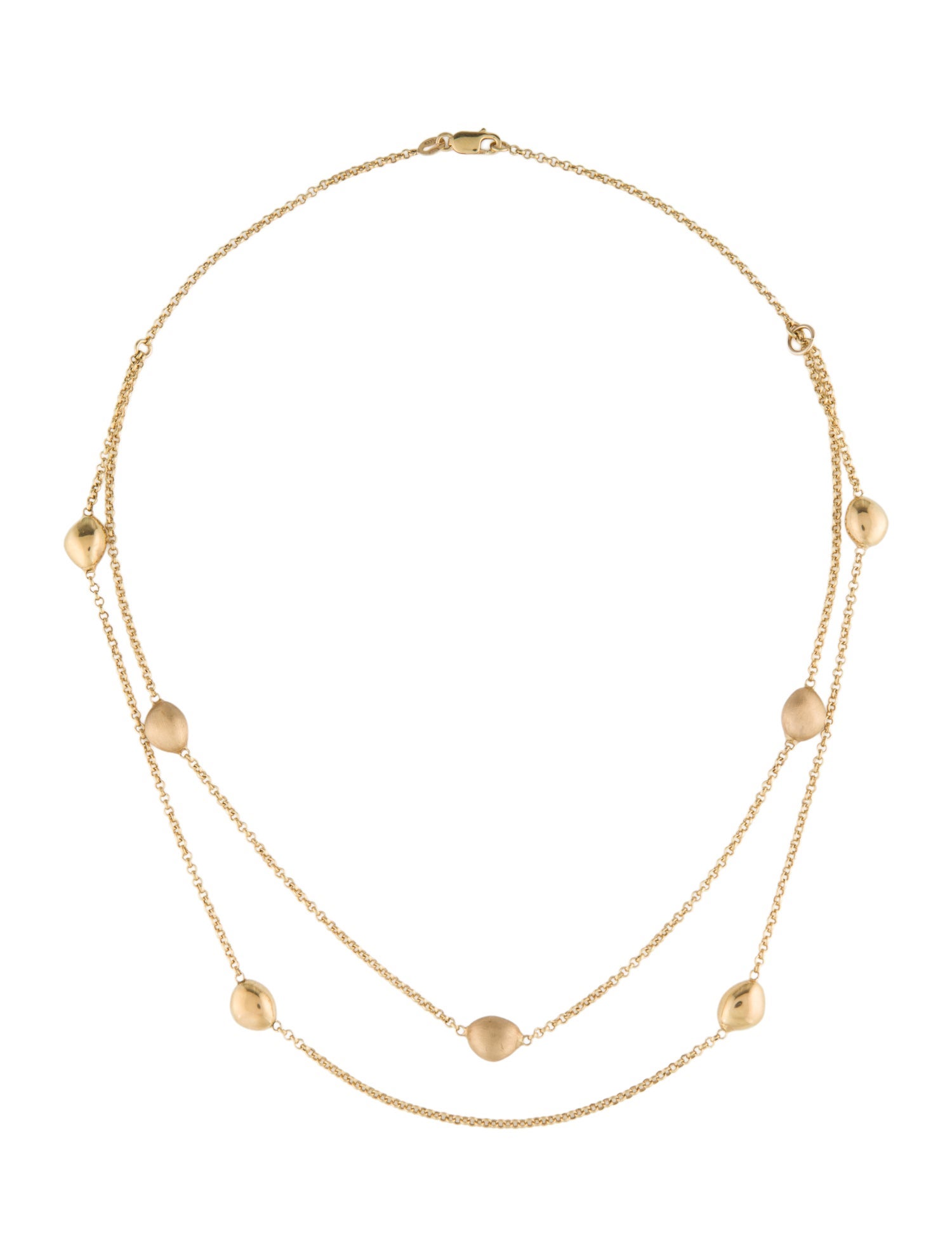 Necklace 14K Double Strand Station Necklace - 14K Yellow Gold Double ...