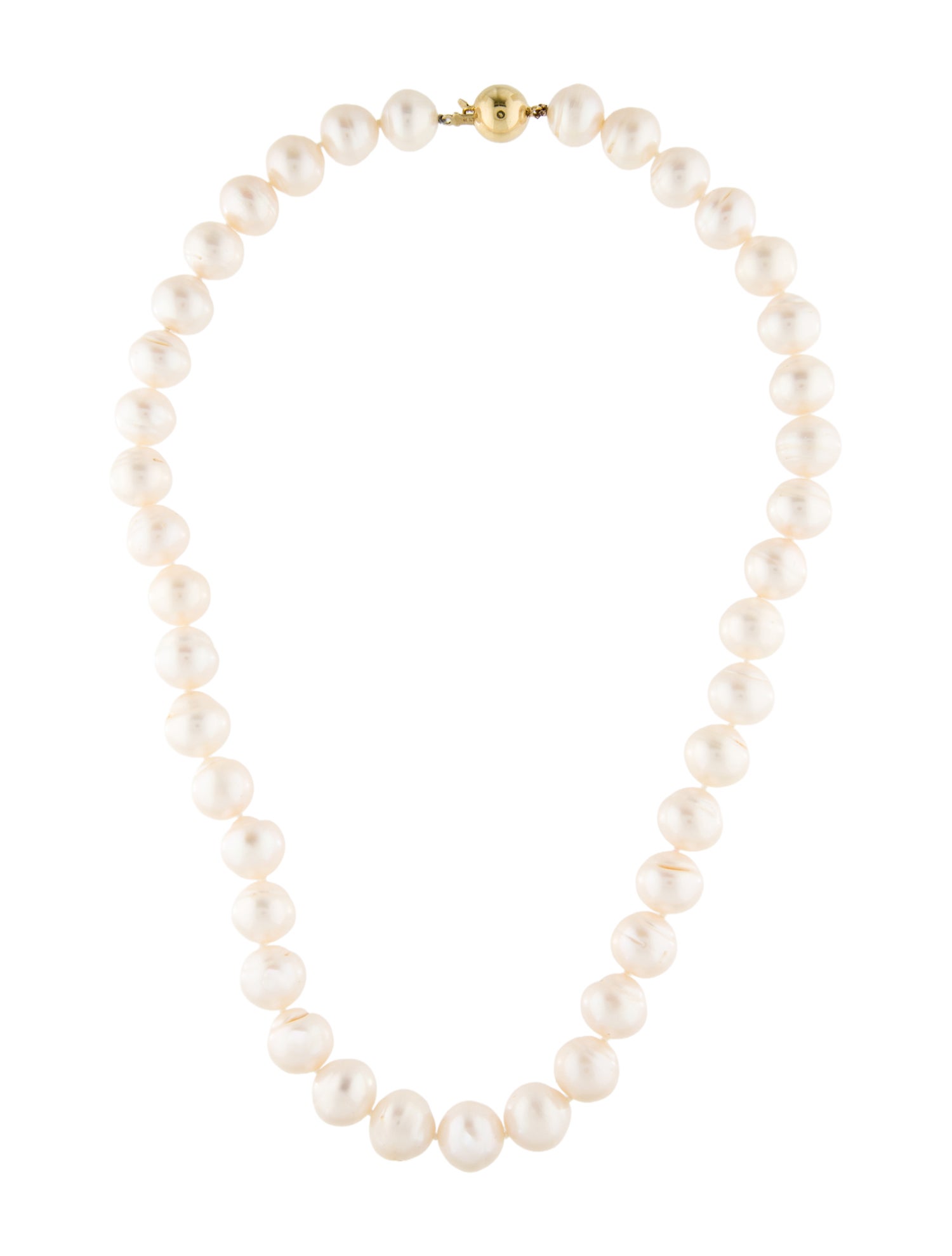Necklace 14K Pearl Bead Strand Necklace - 14K Yellow Gold Bead Strand ...