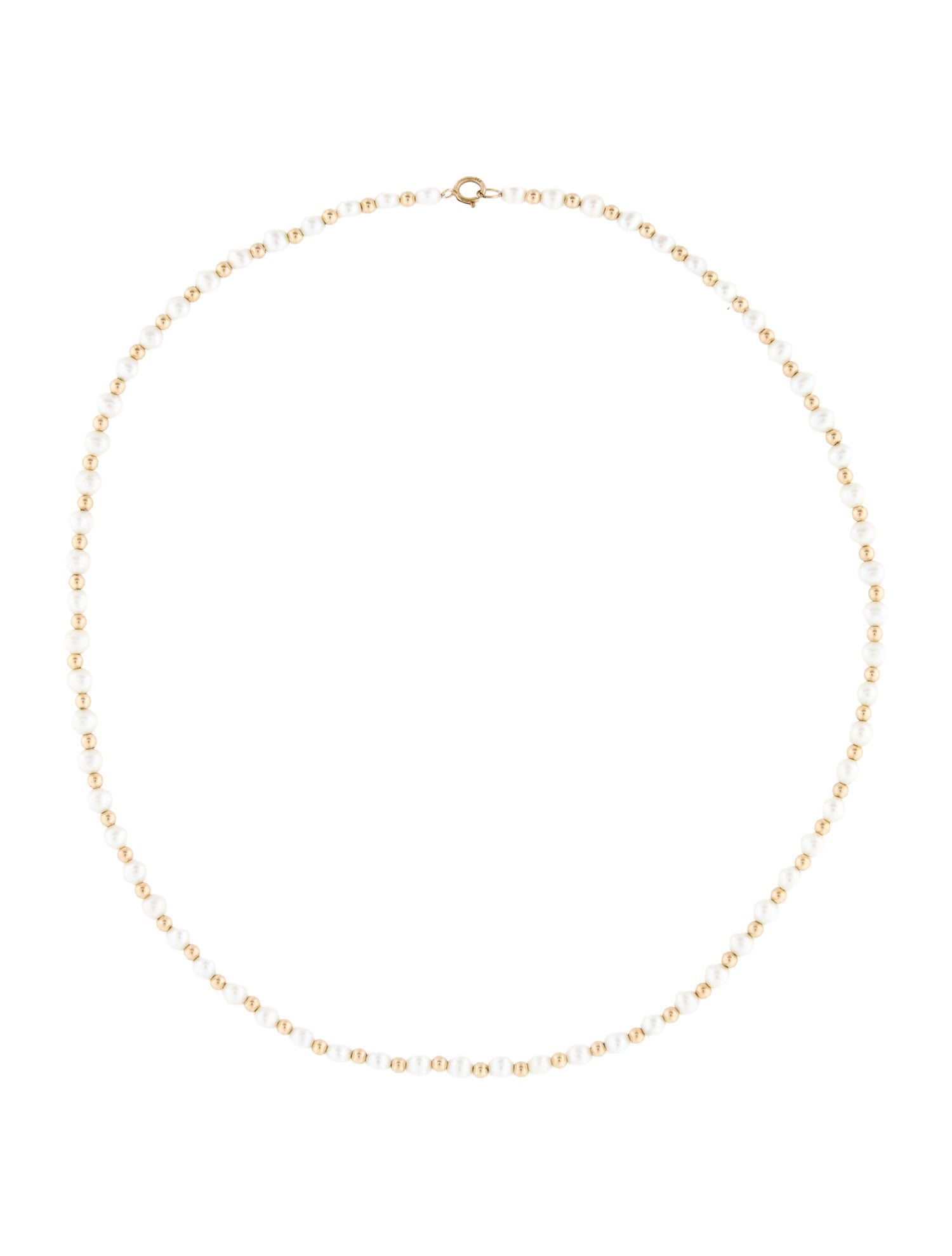 Necklace 14K Pearl & Spacer Bead Necklace - 14K Yellow Gold Bead Strand, Necklaces - NECKL290672 ...