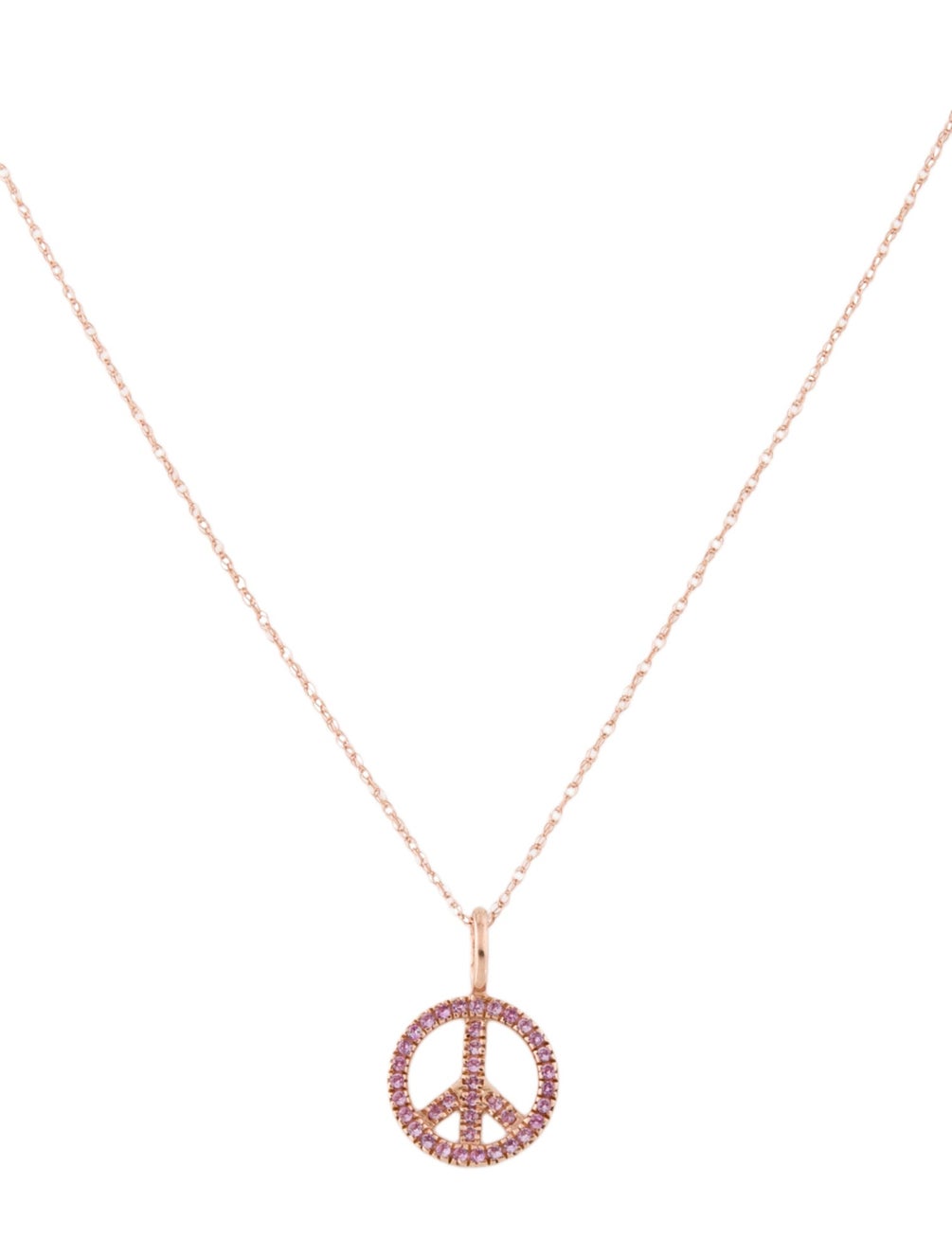 Necklace 14K Sapphire Peace Sign Pendant Necklace - Pendant Necklace ...