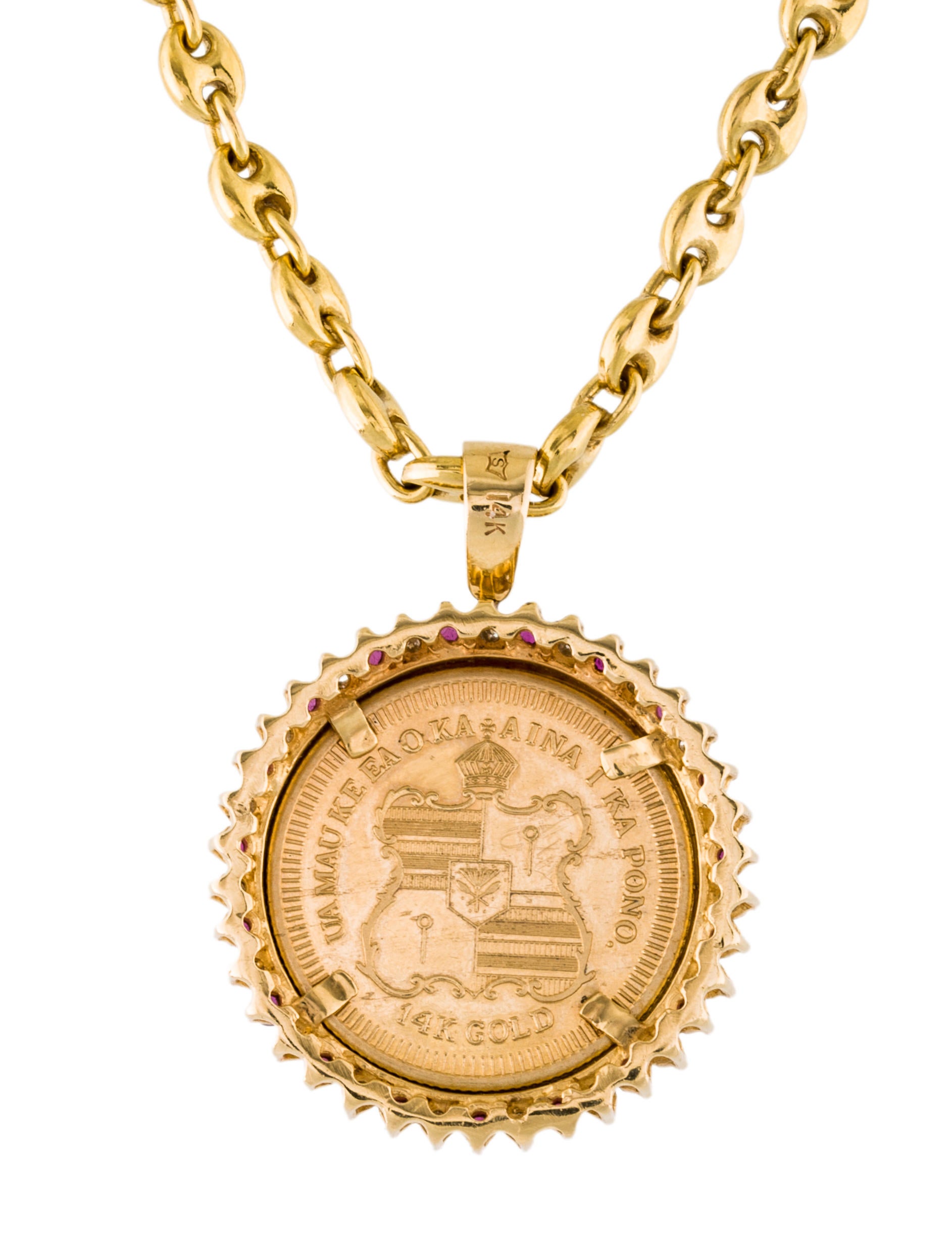 14K Diamond & Ruby Coin Pendant Necklace - Necklaces - NECKL31202 | The ...