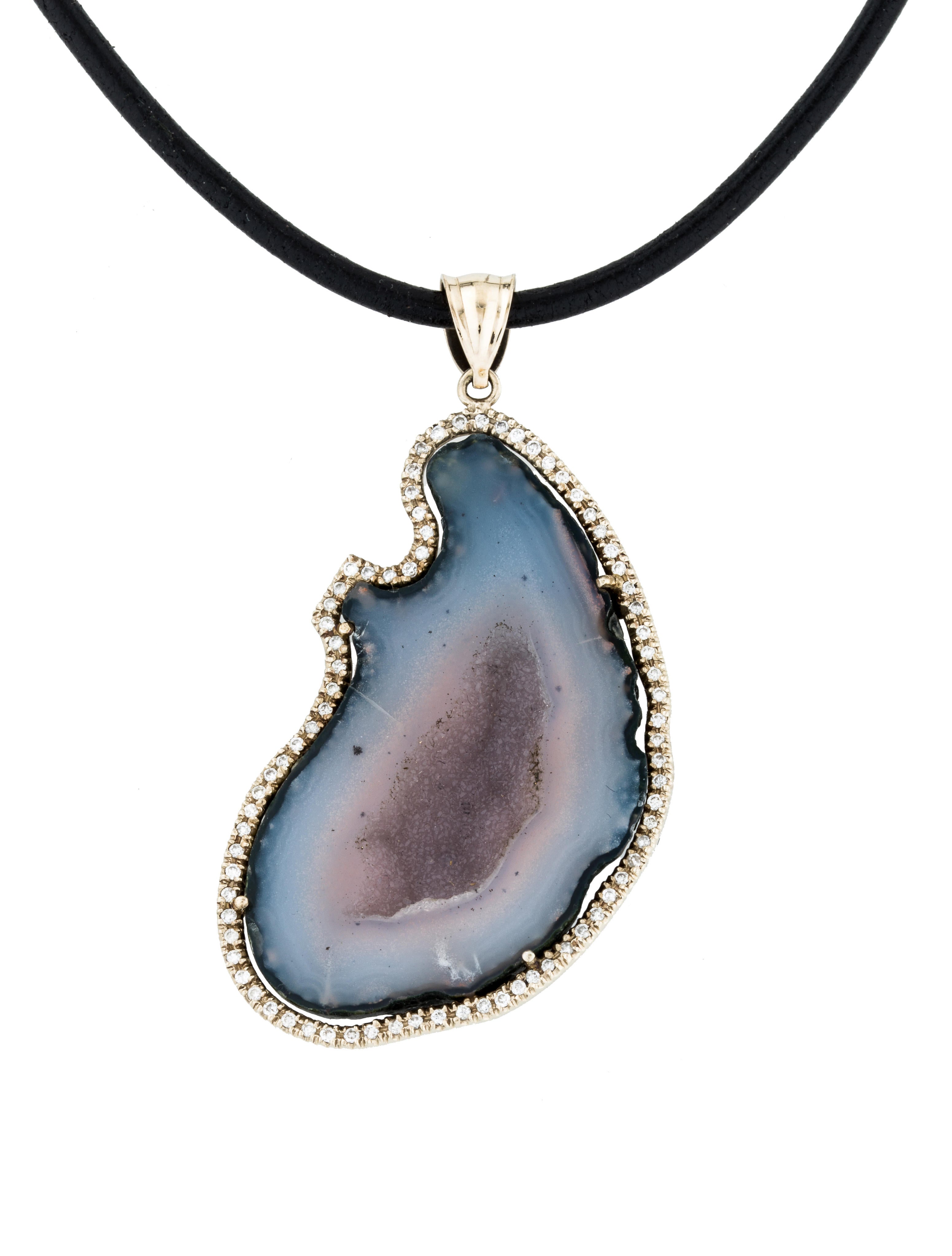Necklace 14K Diamond & Geode Pendant Necklace - Necklaces - NECKL32405 ...
