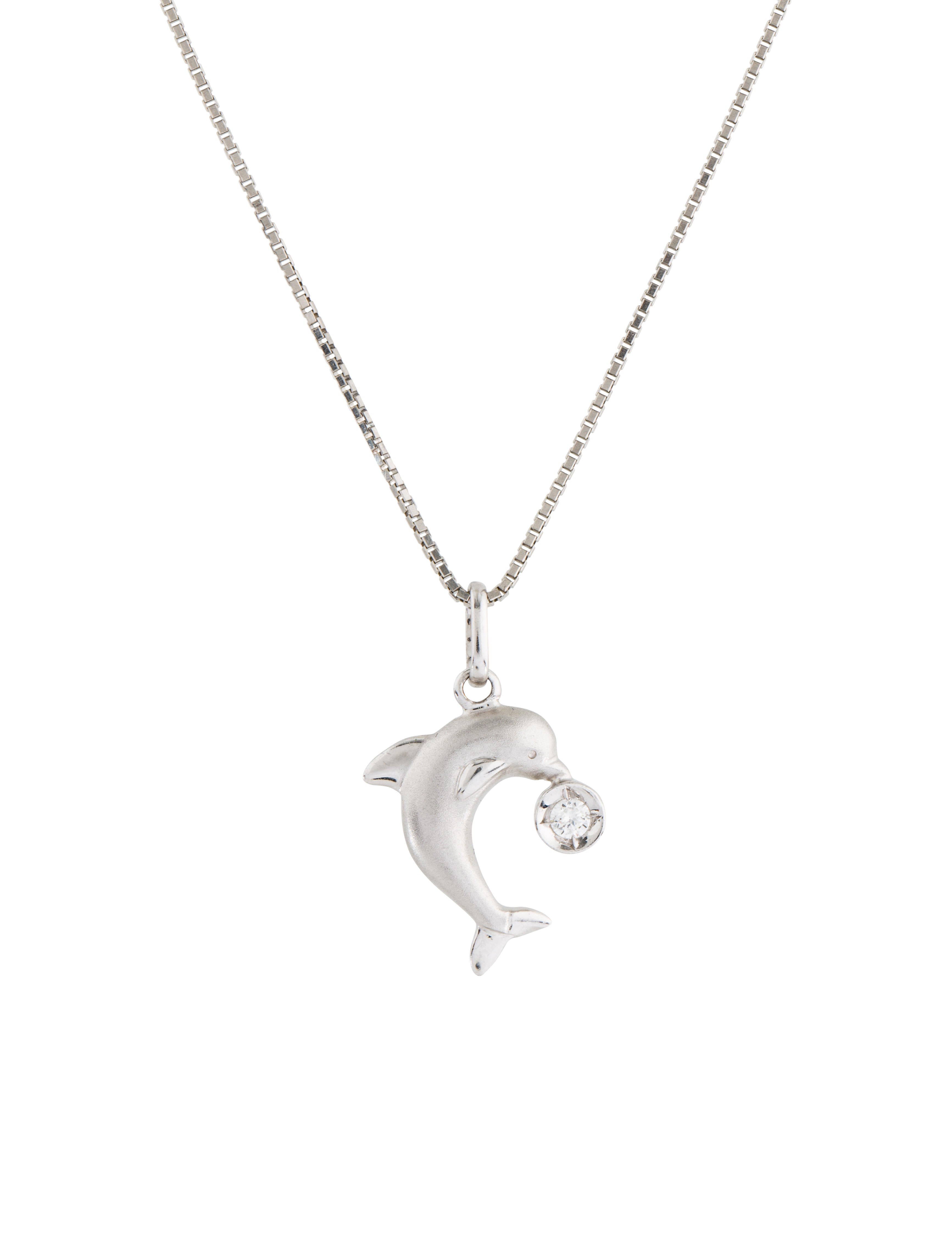 Necklace Platinum Diamond Dolphin Pendant Necklace - Necklaces ...