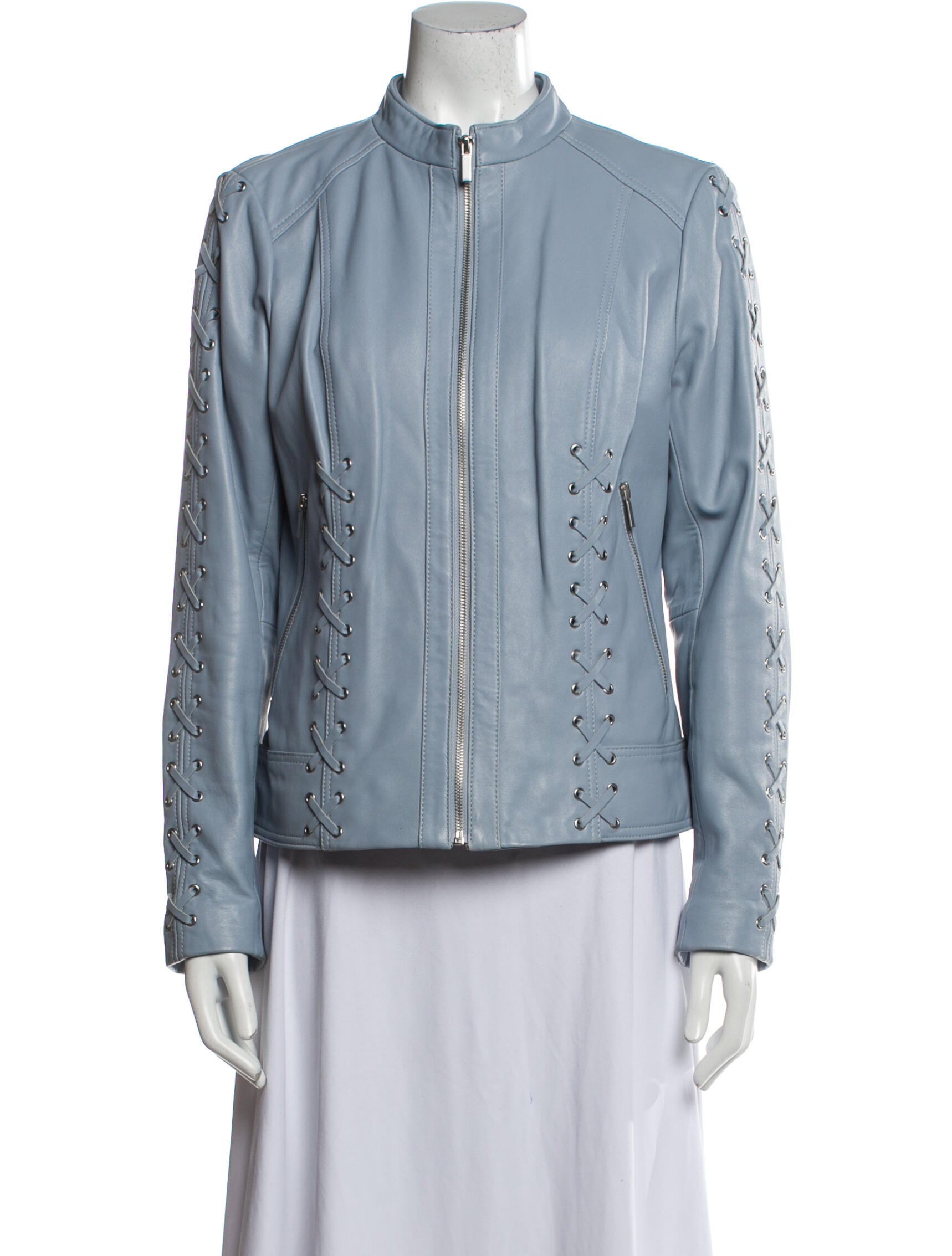 Neiman Marcus Leather Jacket - Blue Jackets, Clothing - NEMRC33857 ...