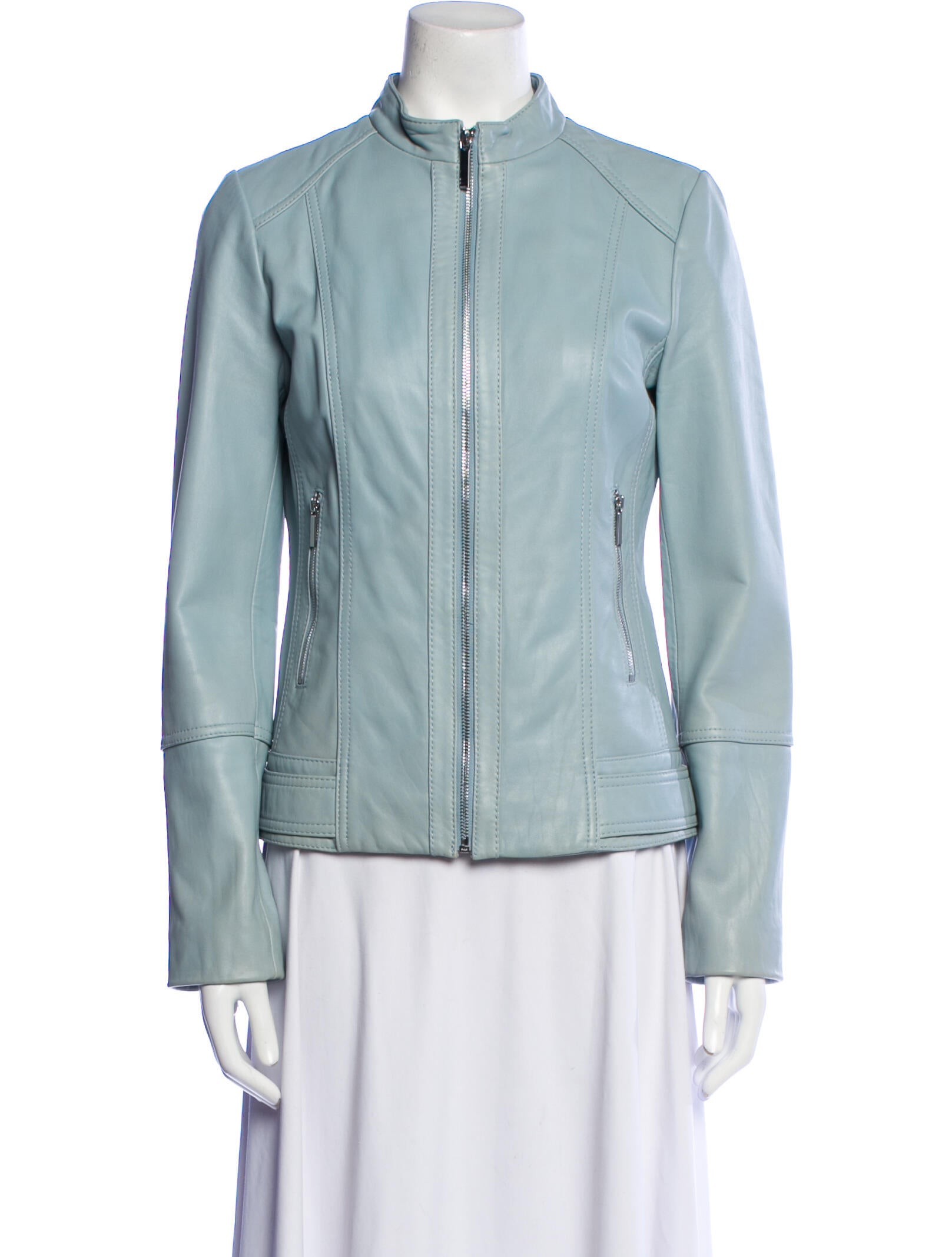 Neiman Marcus Leather Jacket - Blue Jackets, Clothing - NEMRC38301 ...