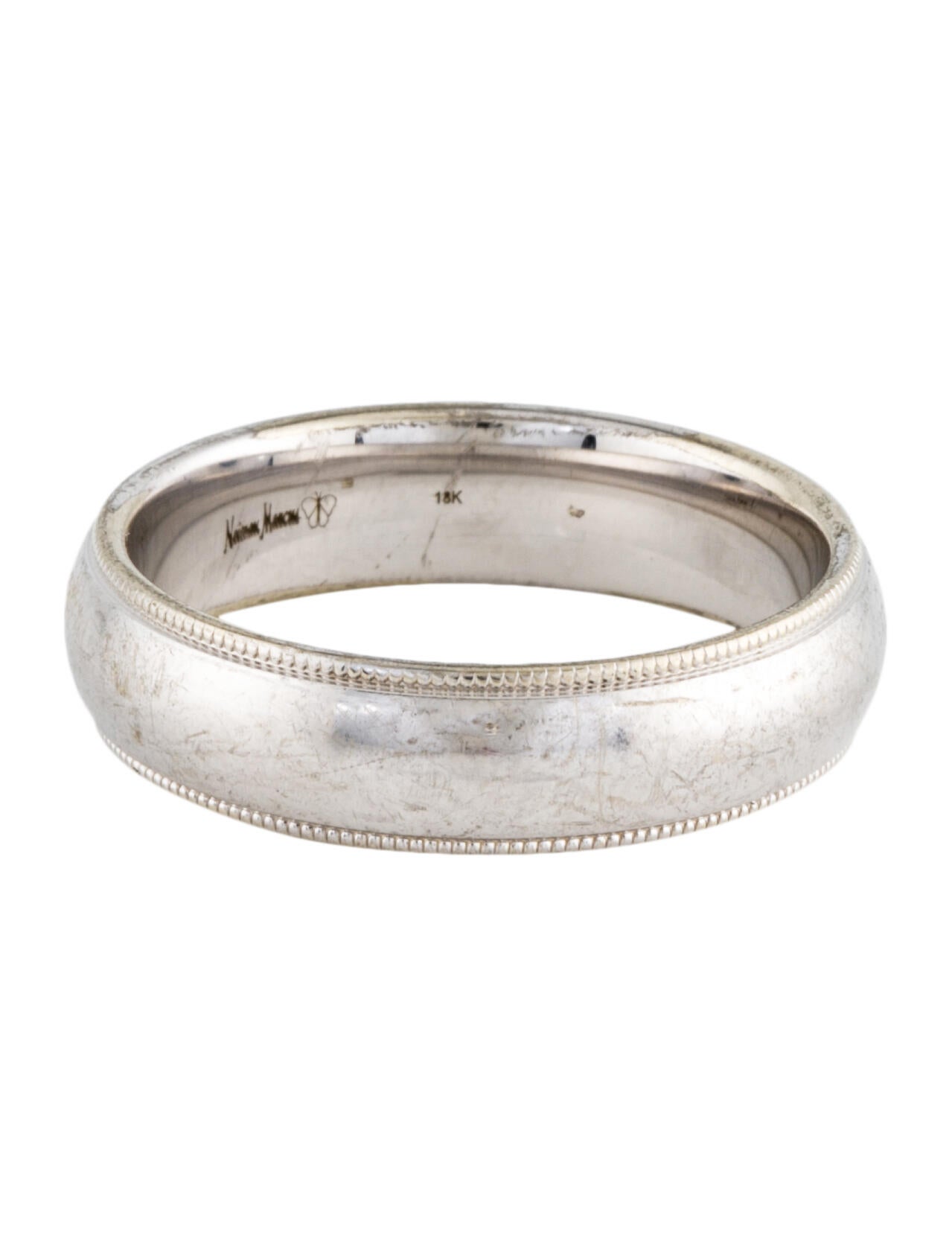 Neiman Marcus 18K Milgrain Edge Wedding Band - Rhodium-Plated 18K White ...