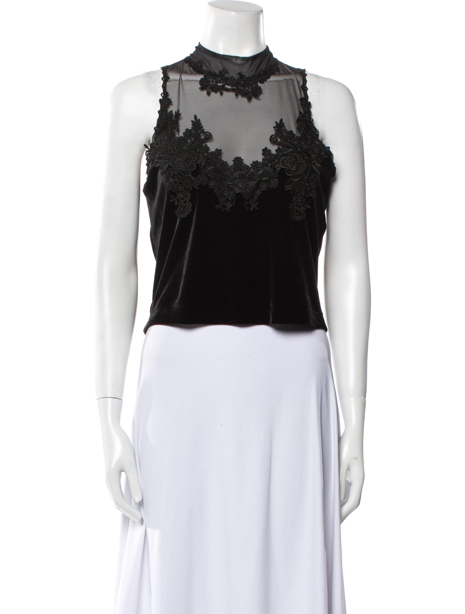 Neiman Marcus Mock Neck Sleeveless Crop Top - Black Tops, Clothing ...