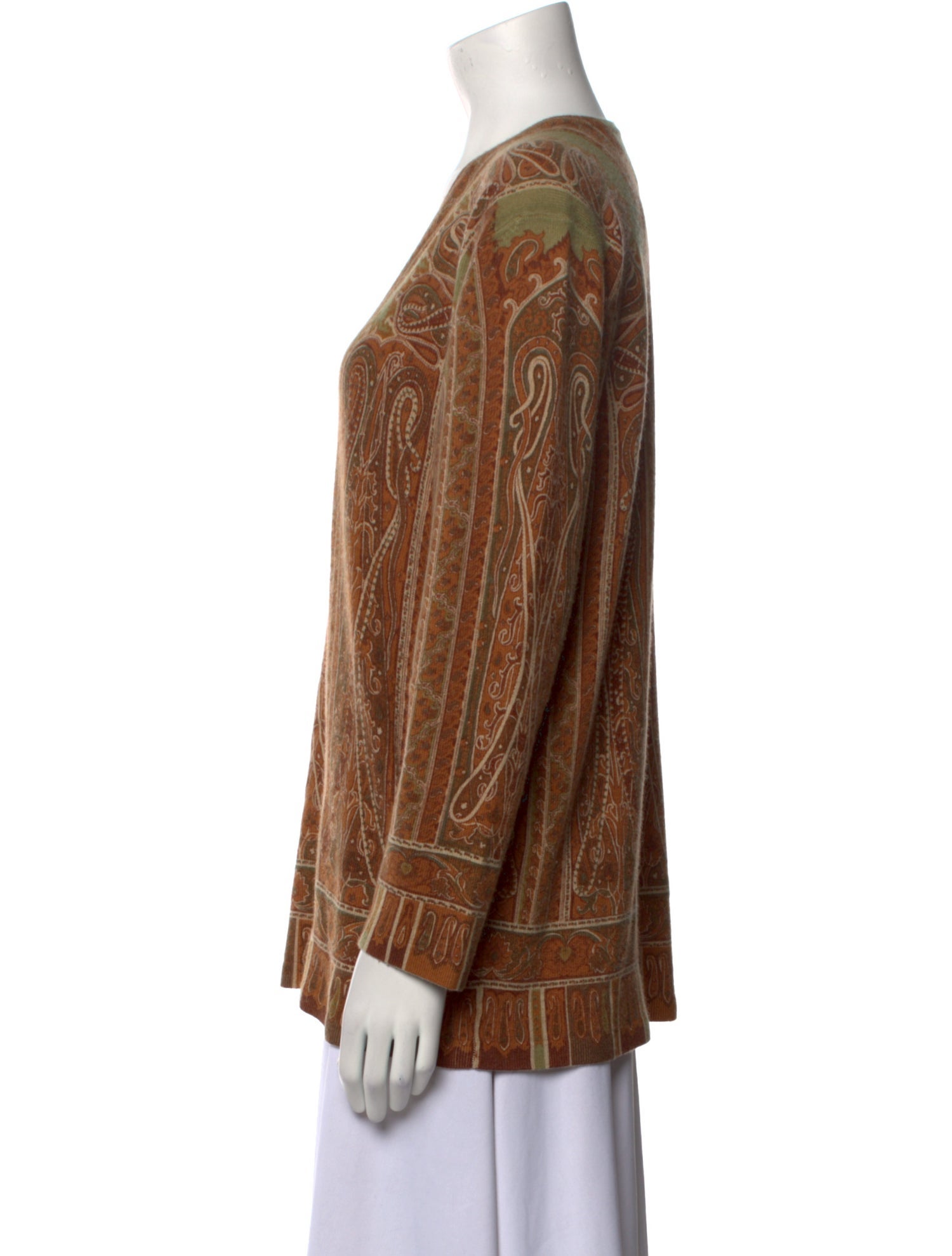 Neiman Marcus Cashmere Striped Sweater - Brown Knitwear, Clothing ...