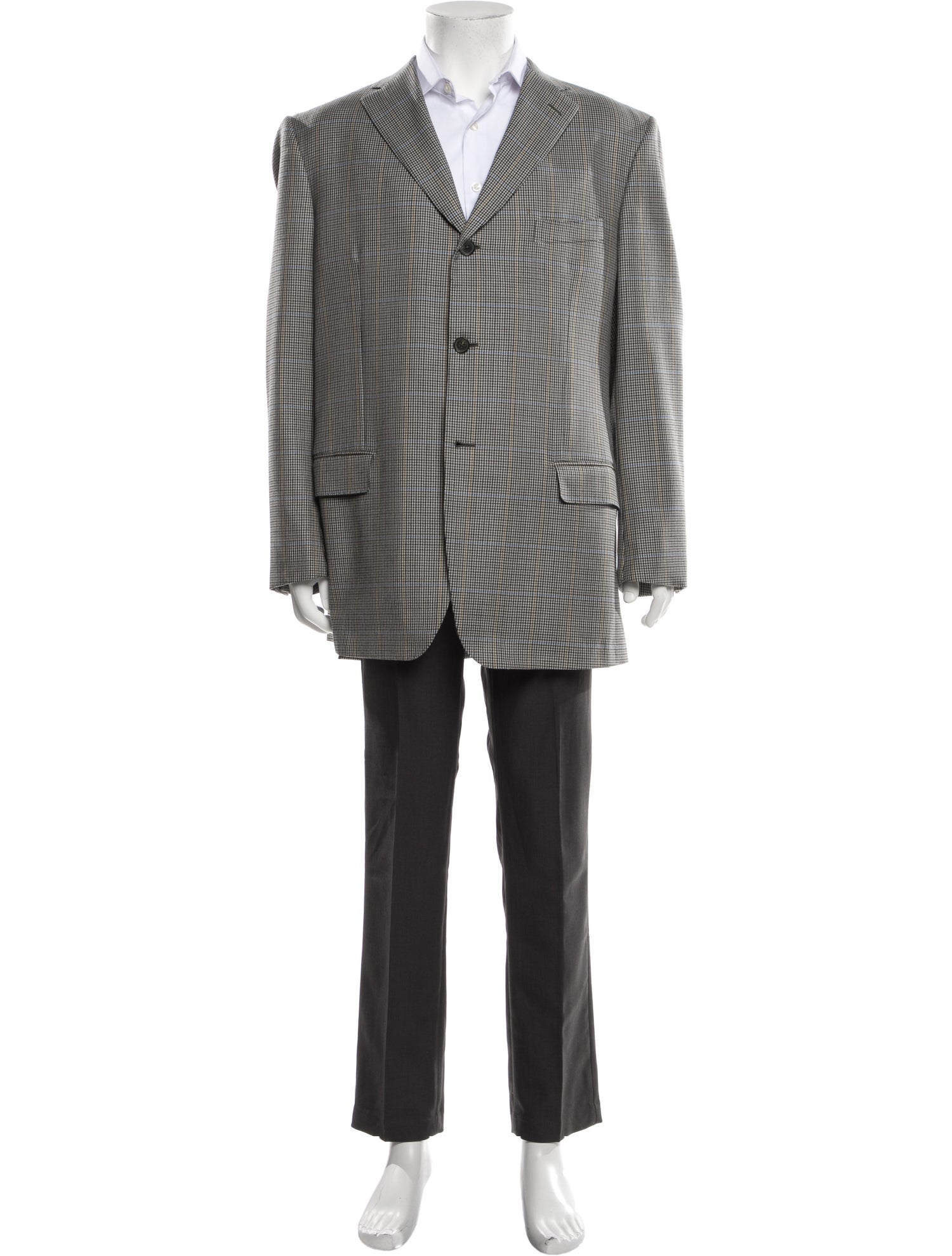 Neiman Marcus Plaid Print Blazer - Black Suiting, Clothing - NEMRC50181 ...