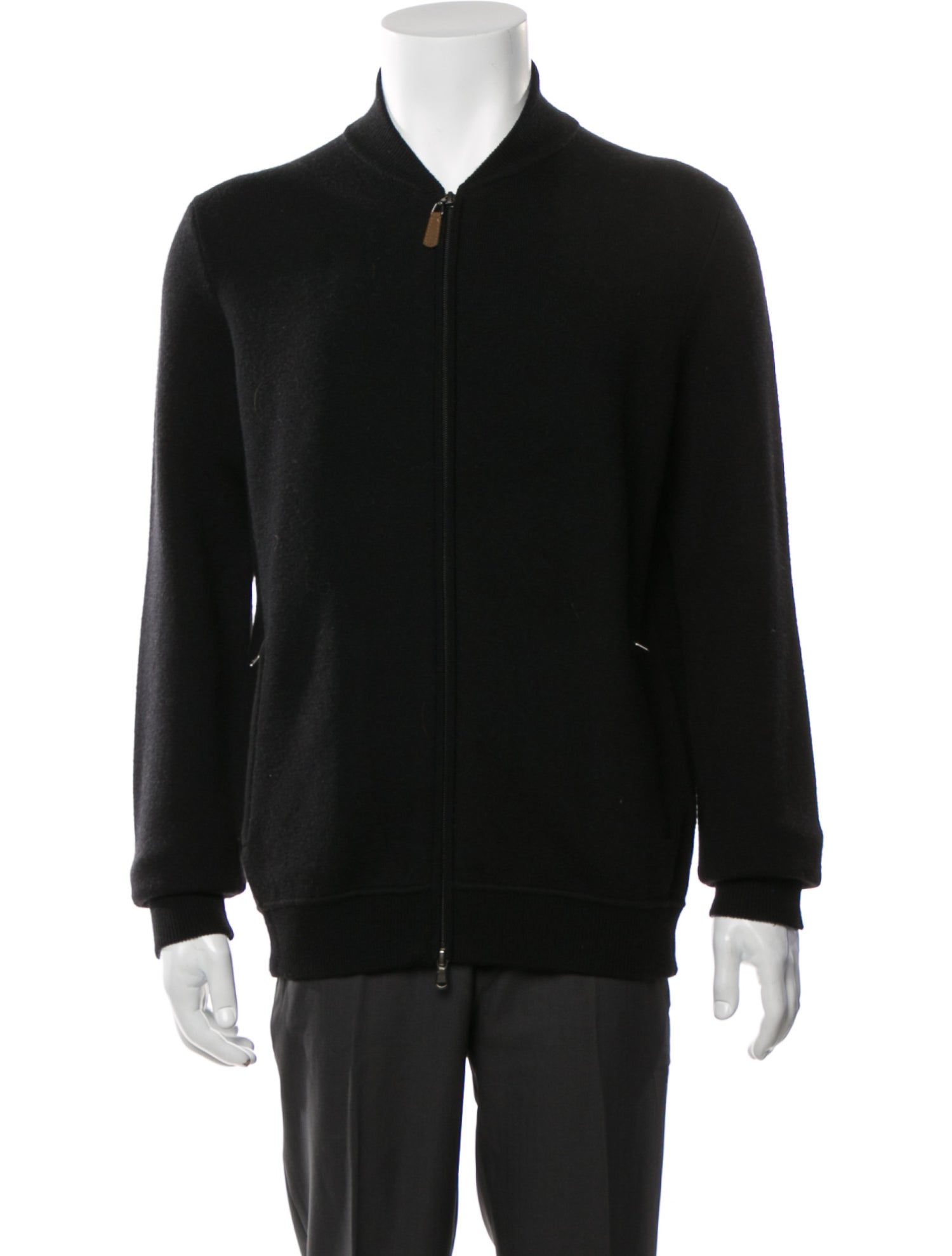 Neiman Marcus Merino Wool Mock Neck Cardigan - Black Sweaters, Clothing ...